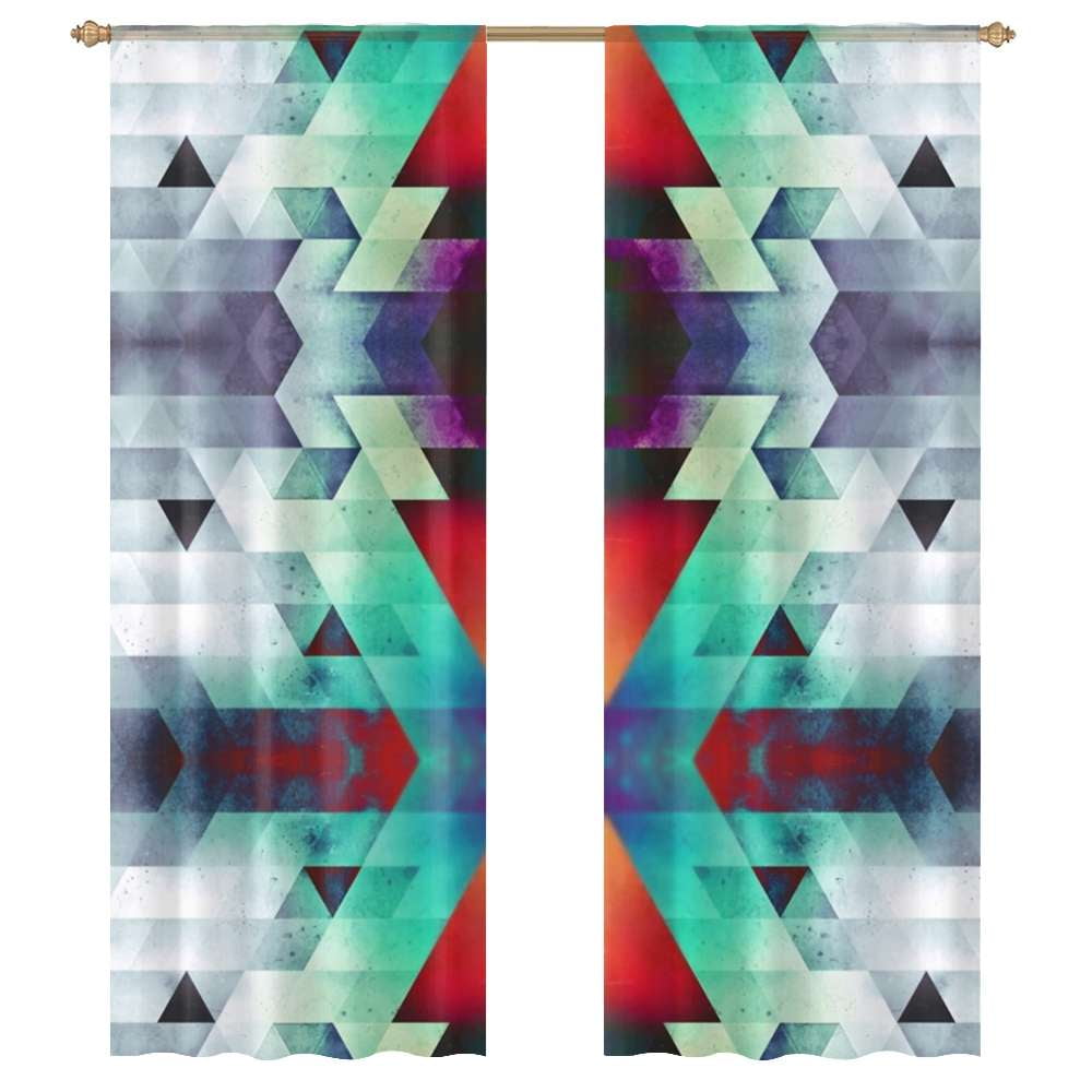 Color Blocks Sheer Voile Curtain Window Tulle Curtains For Living Room ...