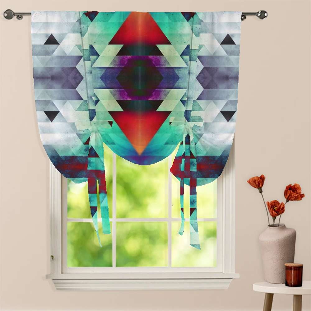 Color Blocks Window Curtain for Living Room Roman Curtain Kitchen Tie ...