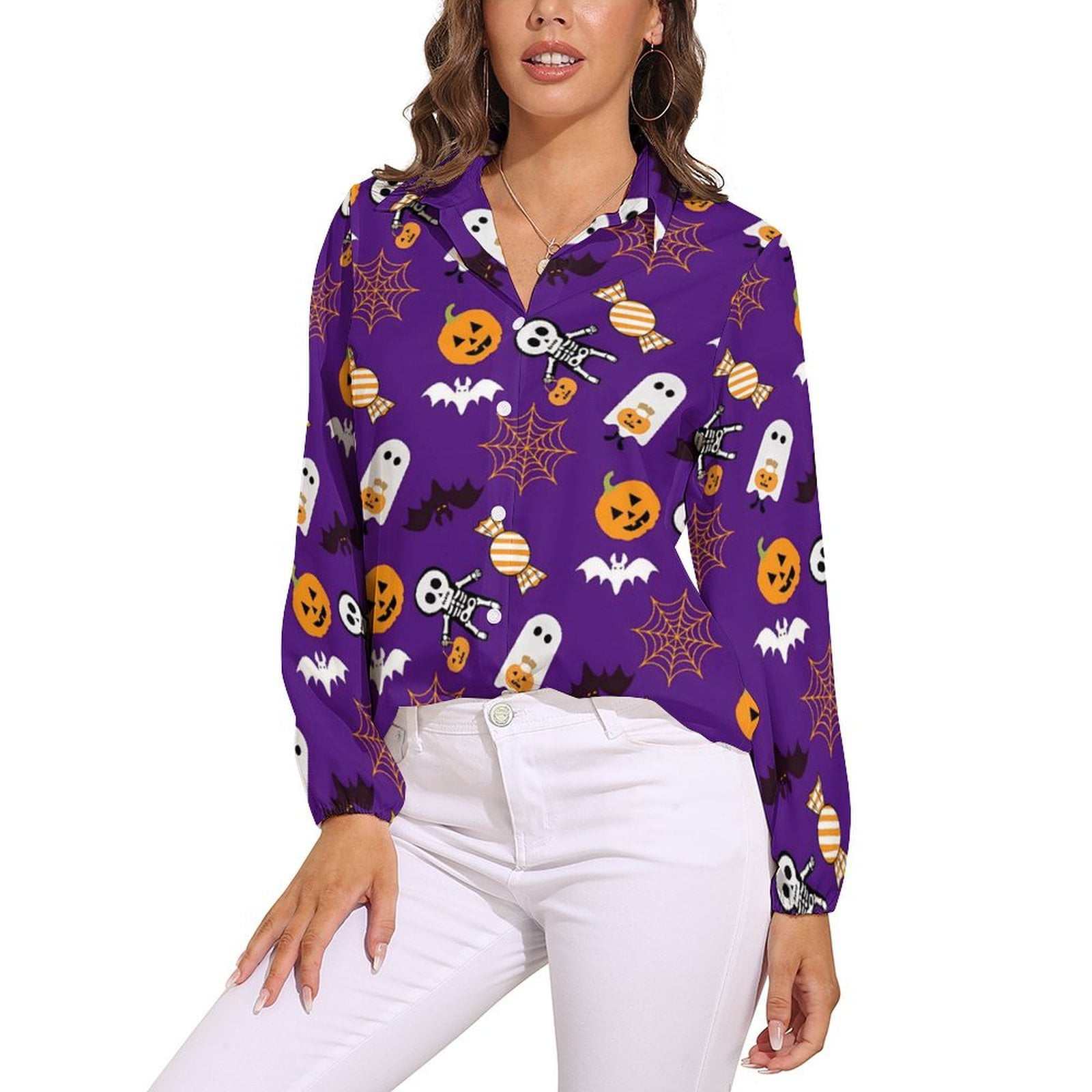 Color Blouse Pink And Purple Whimsical Elegant Graphic Blouses Women ...