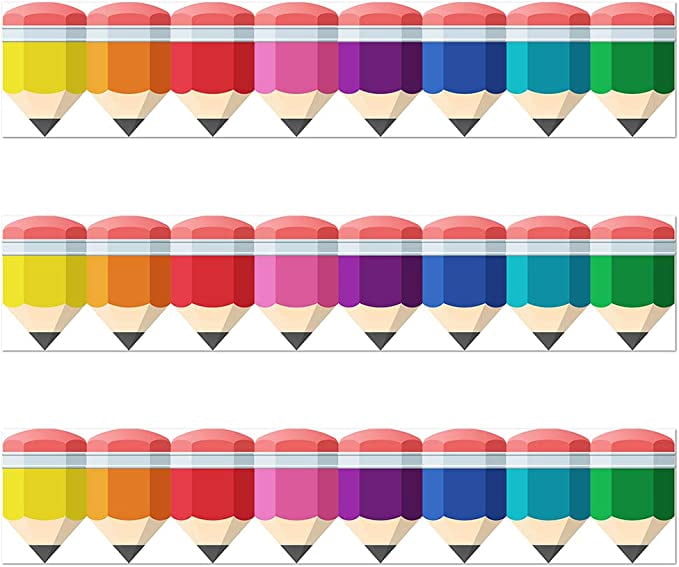 Color Bold Bright Striped Spotted Pencils Border Trim - Bulletin ...