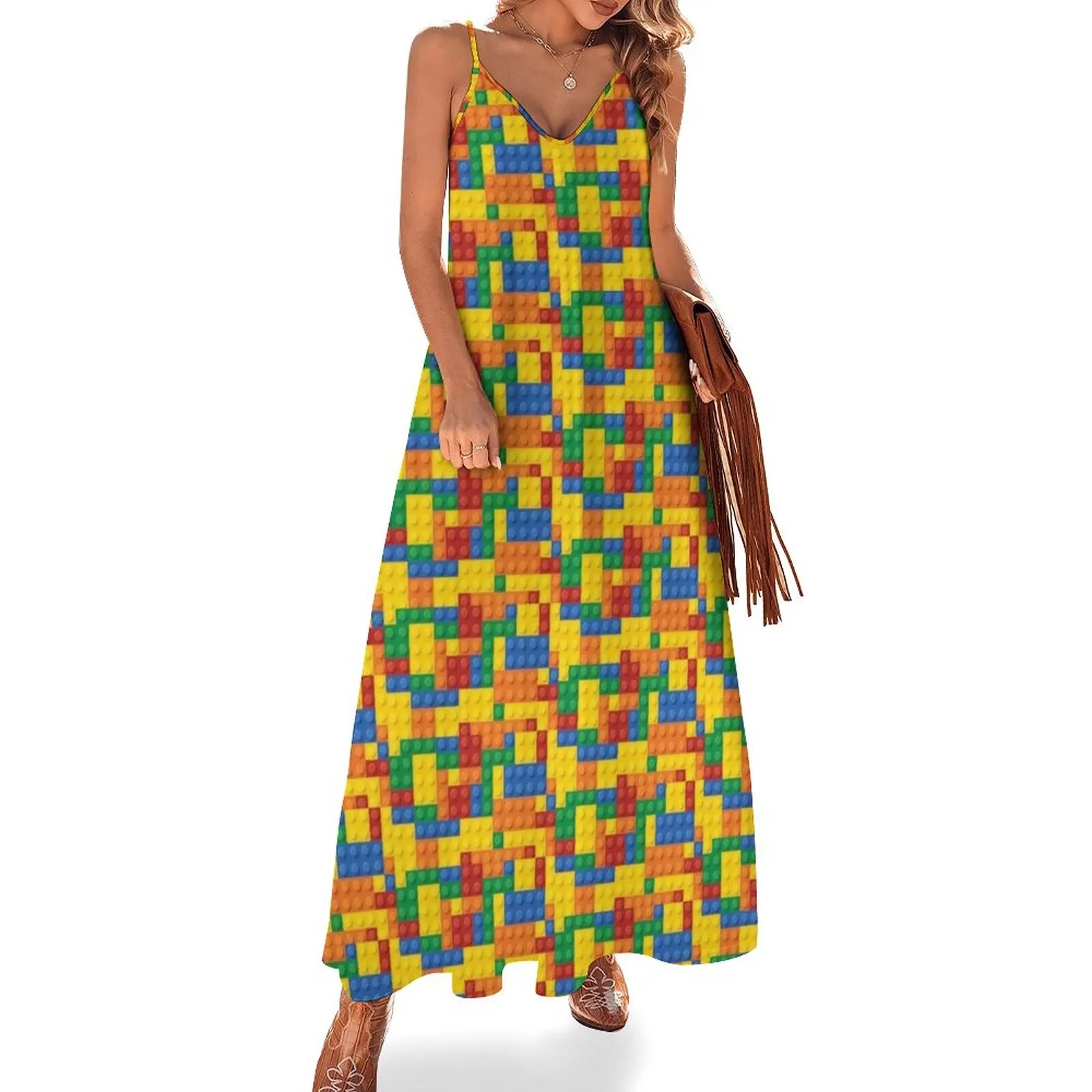 Color Building blocks Sleeveless Dress summer dress Summer dresses for ...