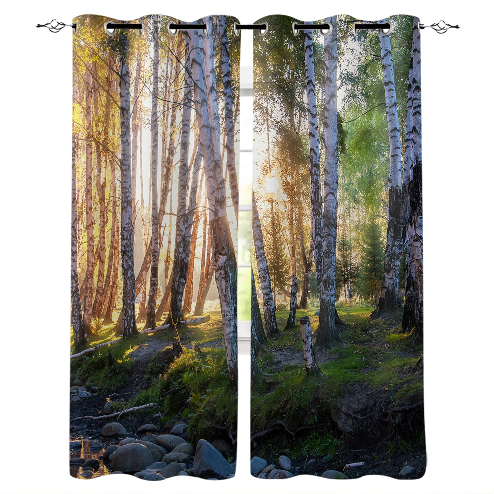 Color Butterfly Birch Forest Bedroom Modern Window Curtain for Living ...