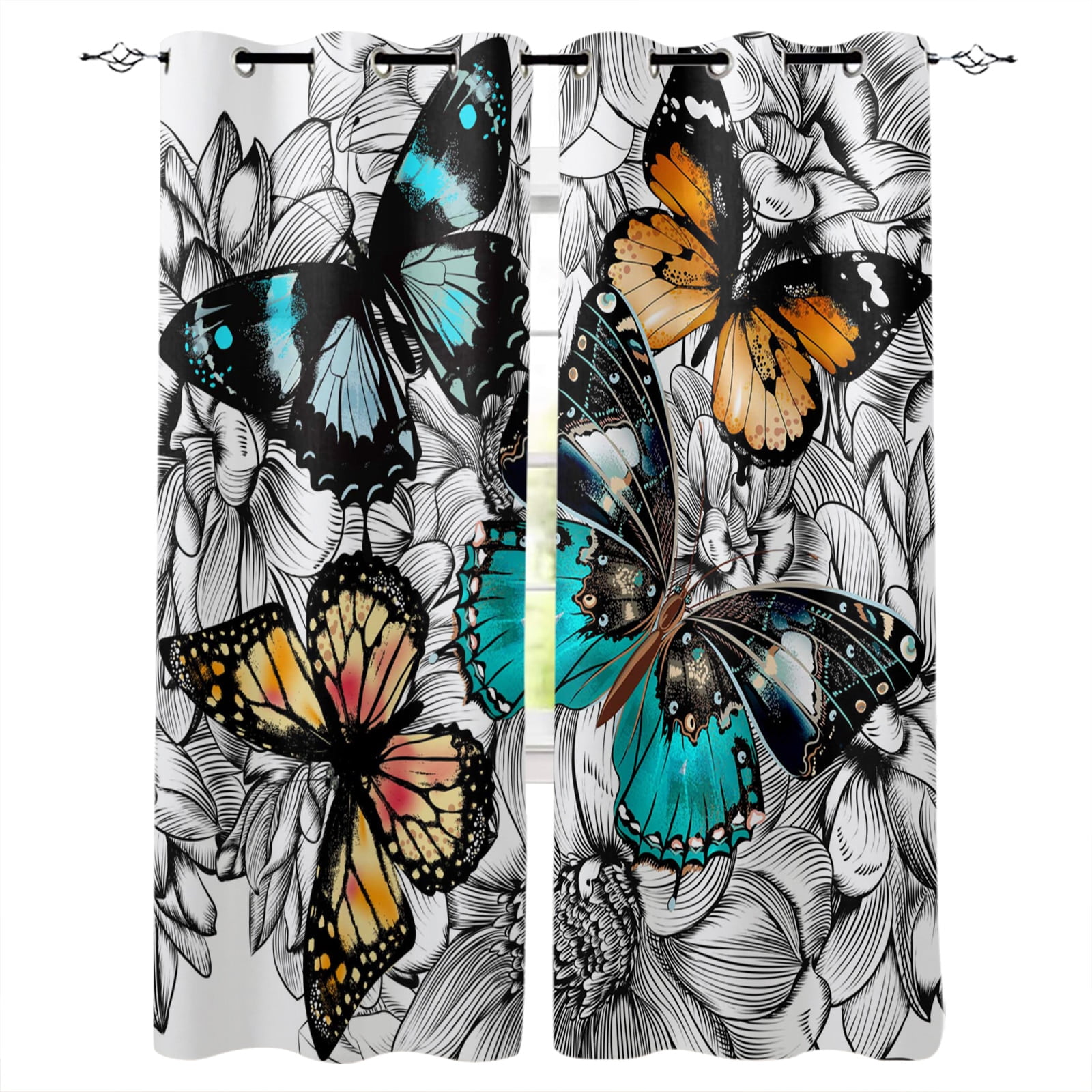 Color Butterfly Birch Forest Bedroom Modern Window Curtain for Living ...