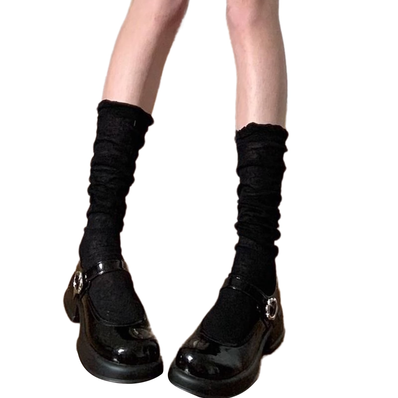 Color Calf Socks for Women Preppy Sweet Bubble Slouchy Ruffle Cuffs ...