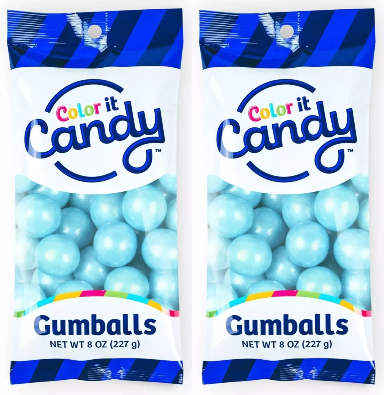 Color It Candy Shimmer Powder Blue 1 inch Gumballs 2-8 Ounce Peg Bag ...