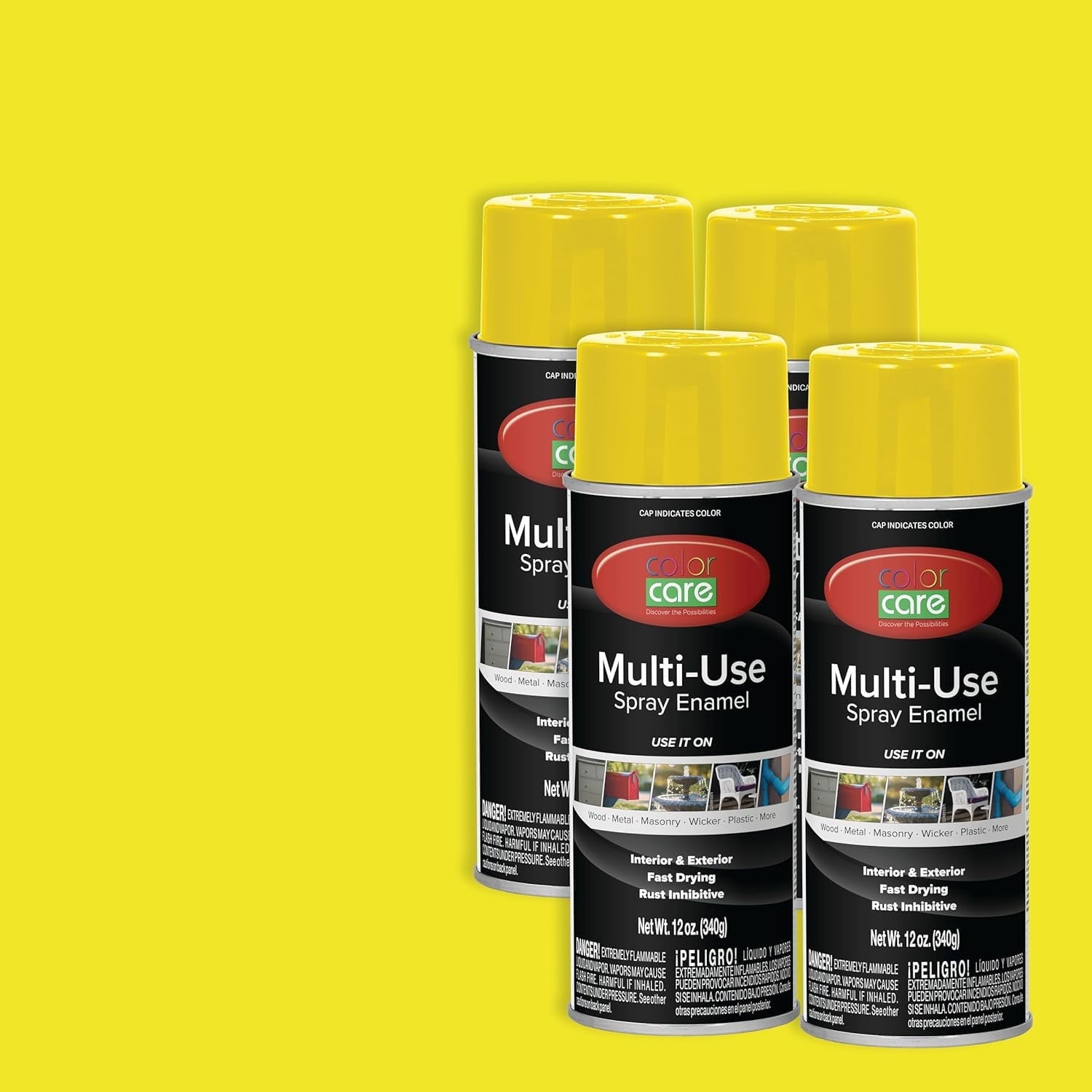 Color Care Multi-Surface Enamel Spray Paint and Rust Inhibitor, Yellow ...