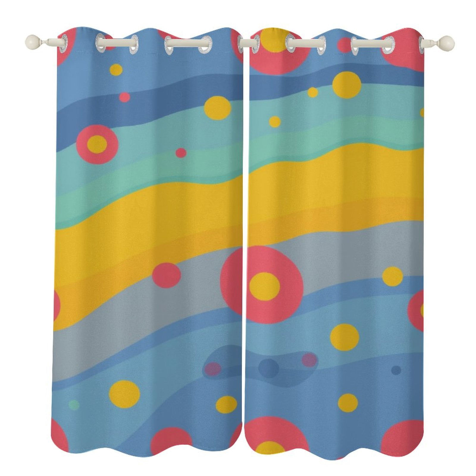 Color Cartoon Pattern 2 Pieces Window Drape Curtain for Living Room ...