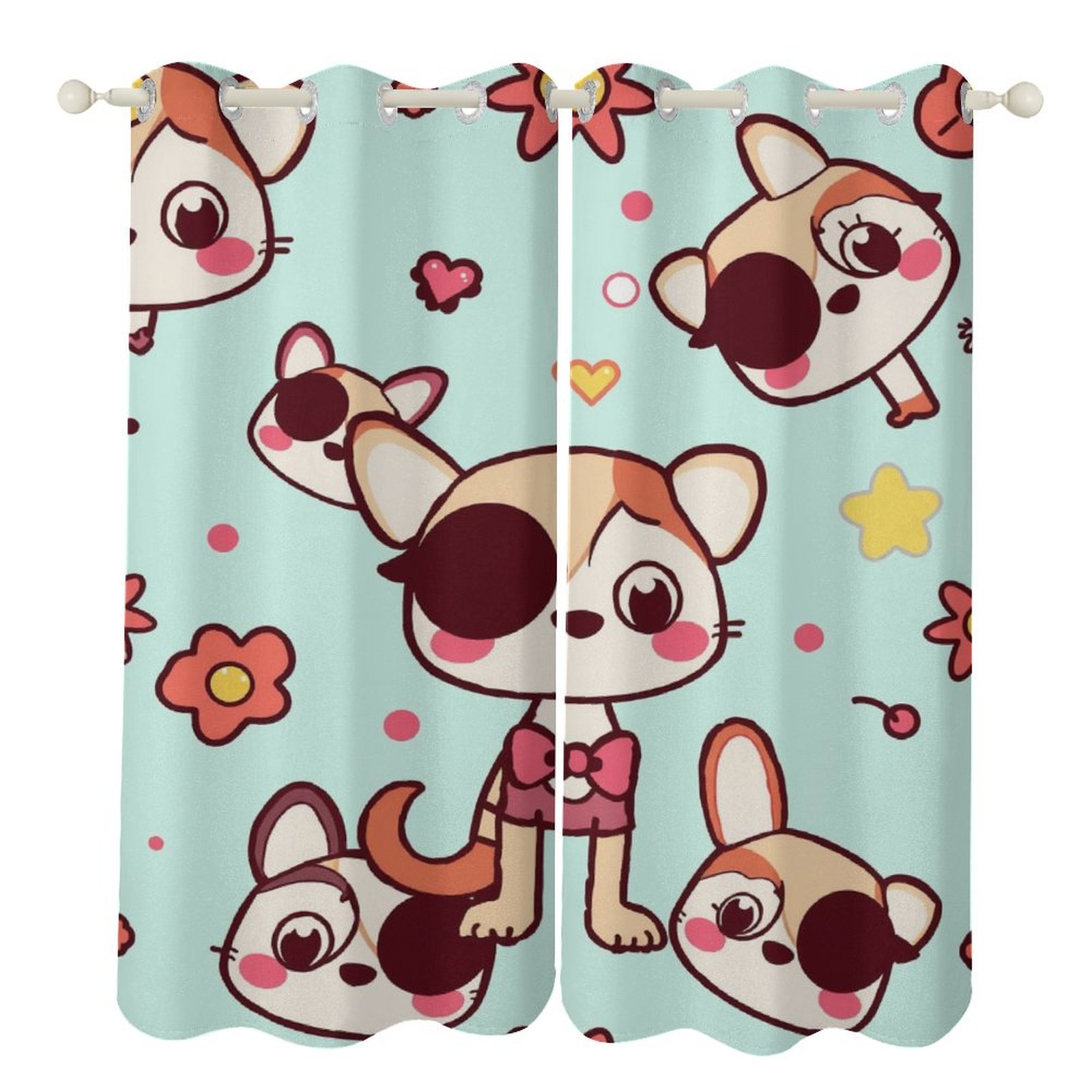 Color Cartoon Pattern 2 Pieces Window Drape Curtain for Living Room ...