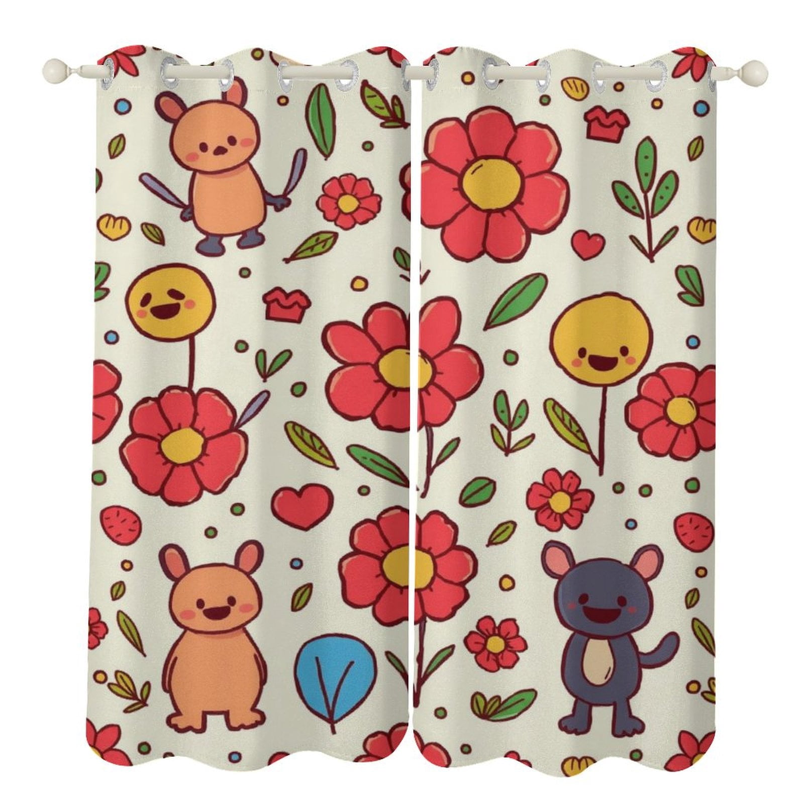 Color Cartoon Pattern Curtains for Bedroom Living Room Drapes Kitchen ...