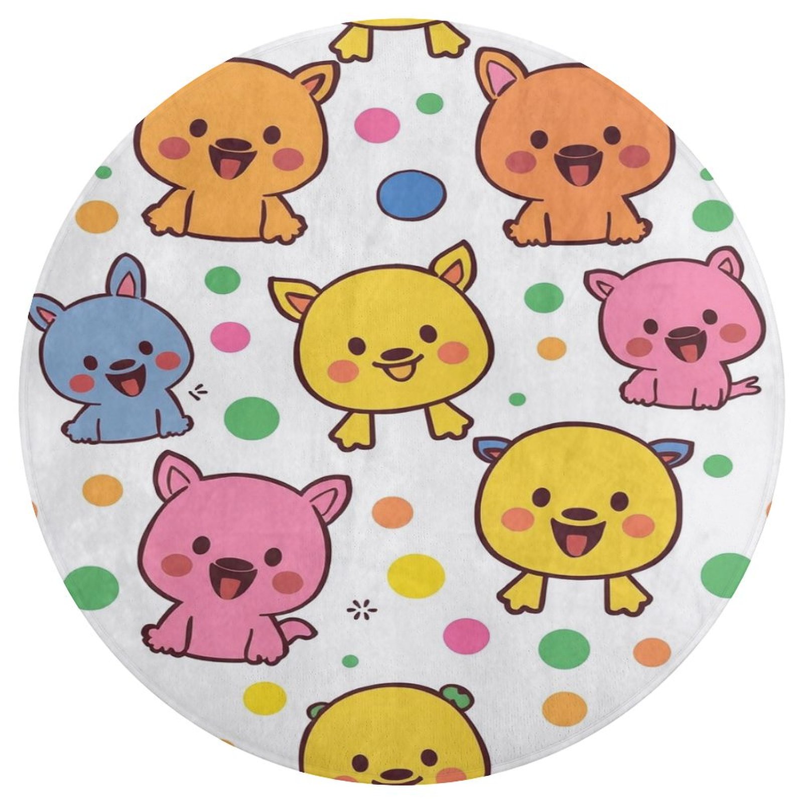 Color Cartoon Pattern Round Area Rug Floor Carpets Washable Indoor Floor Area Mat Stain-Proof ...