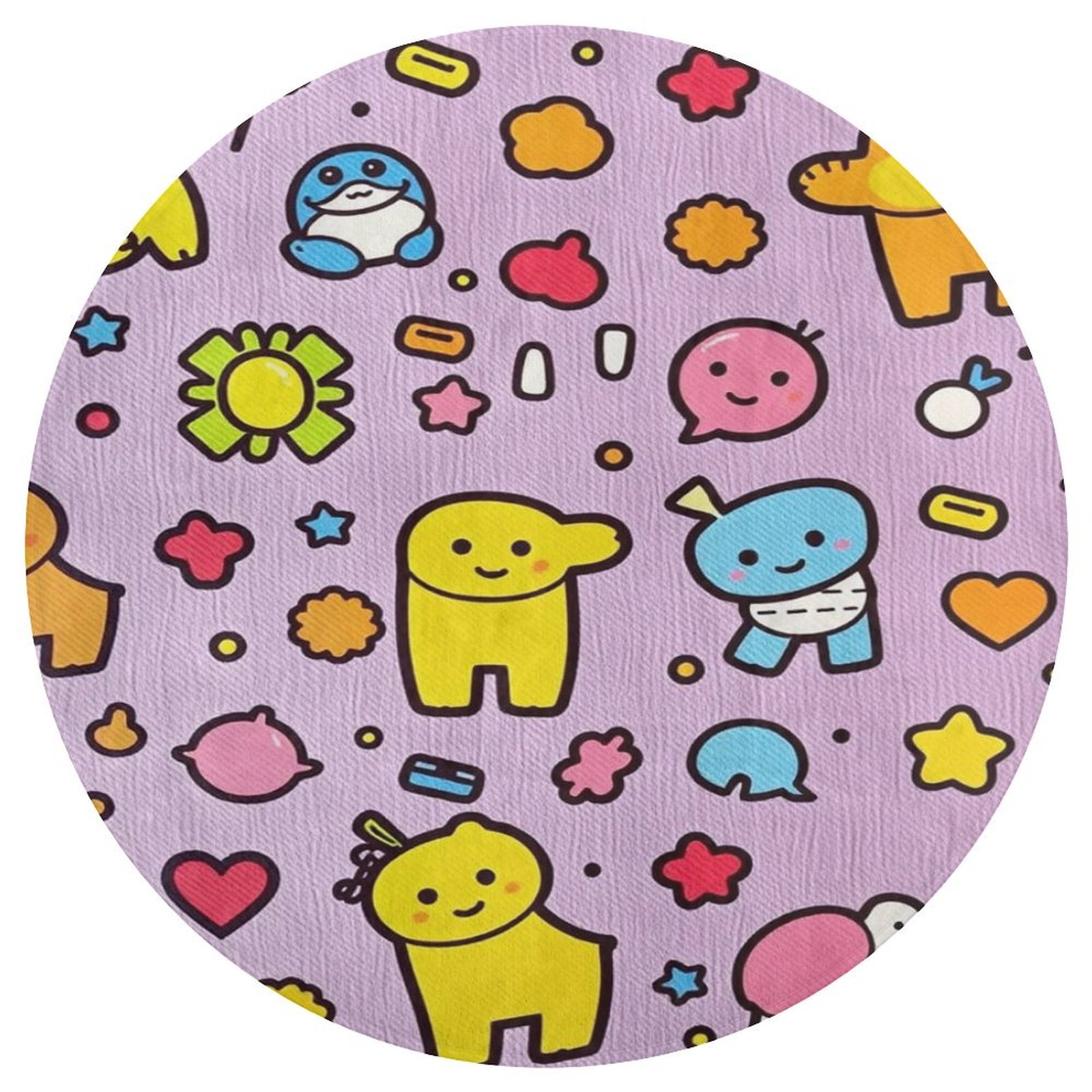Color Cartoon Pattern Round Area Rug Floor Carpets Washable Indoor ...