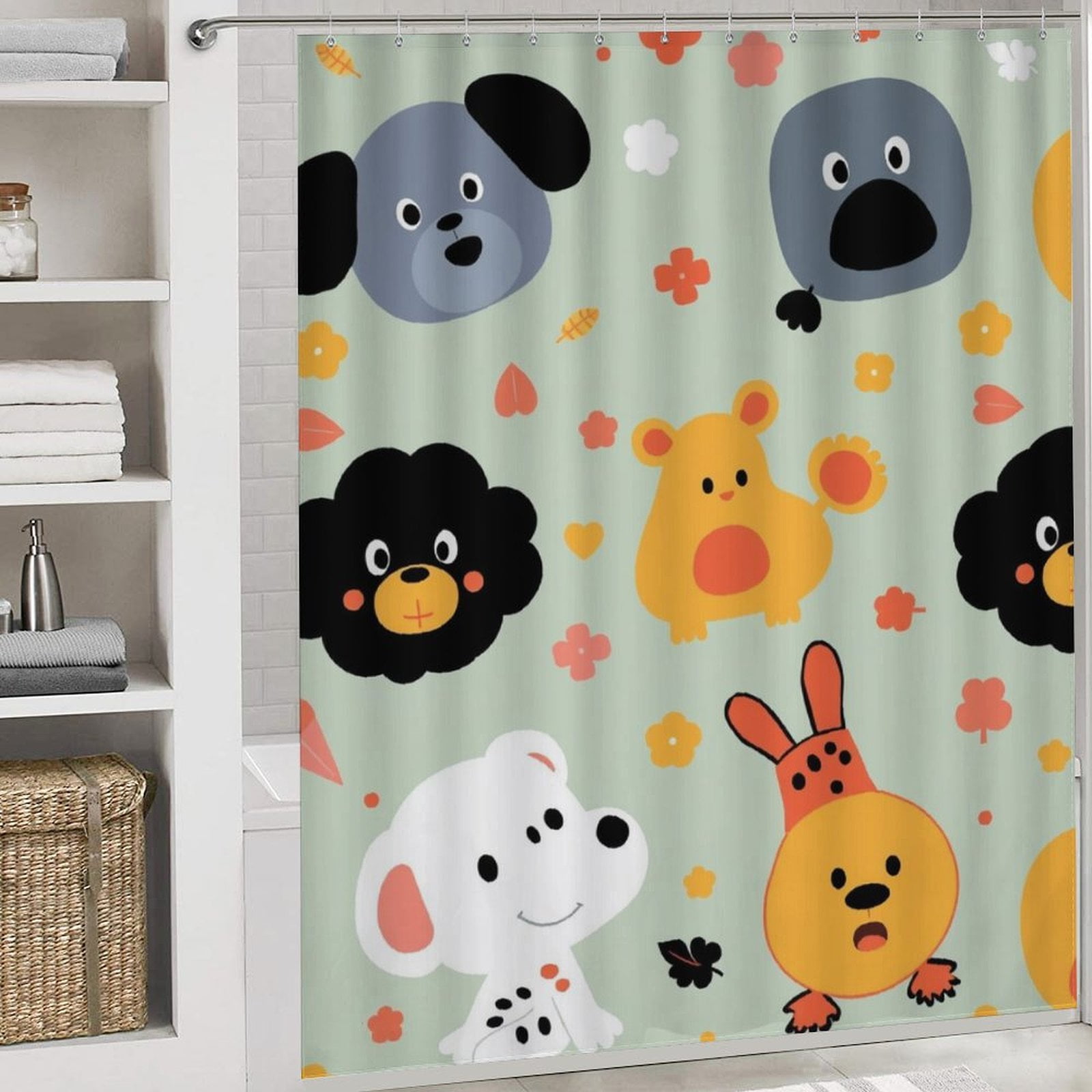 Color Cartoon Pattern Shower Curtain Bathtub Decor Bathroom Fabric ...
