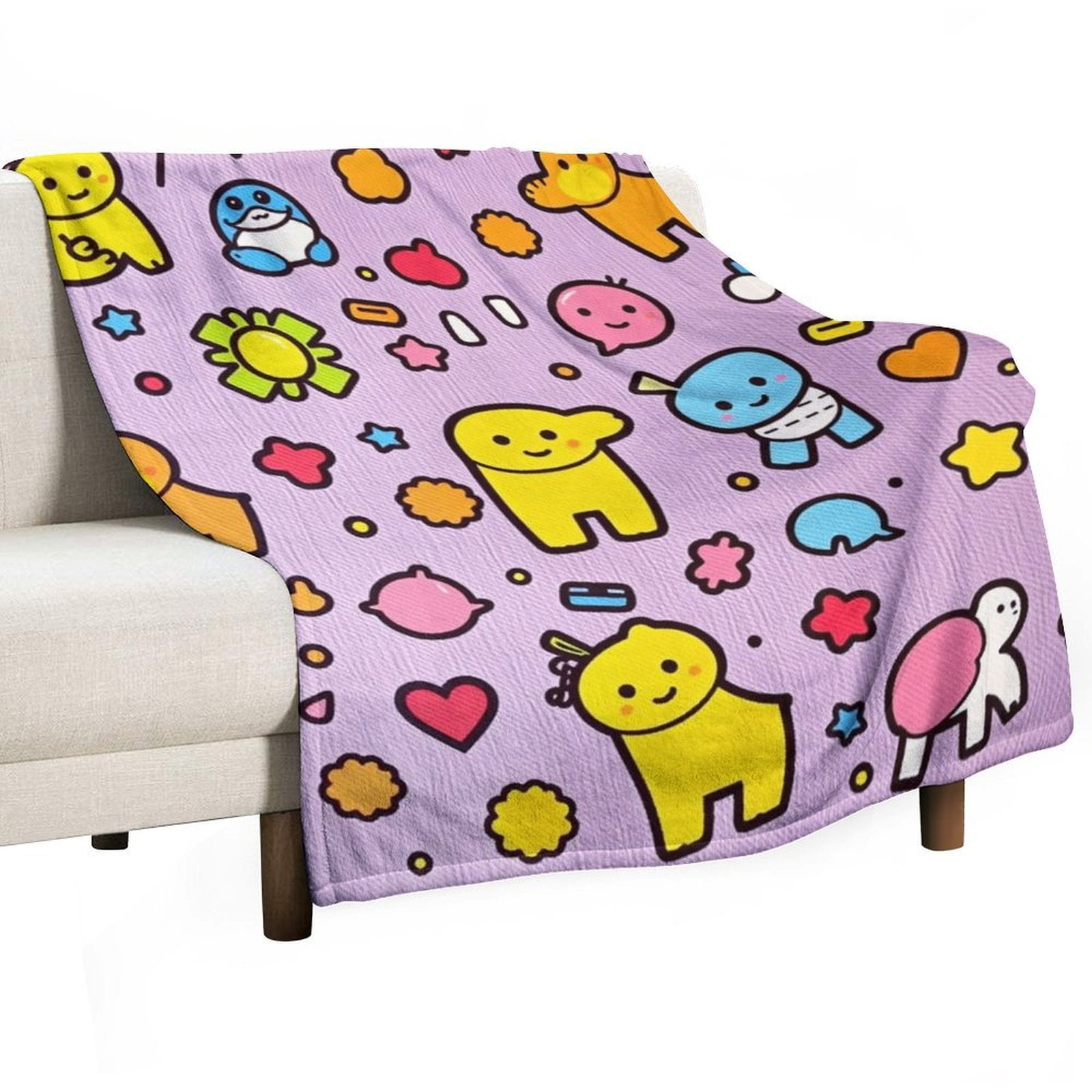 Color Cartoon Pattern Soft Flannel Blanket for Beds Bedroom Sofa Picnic ...