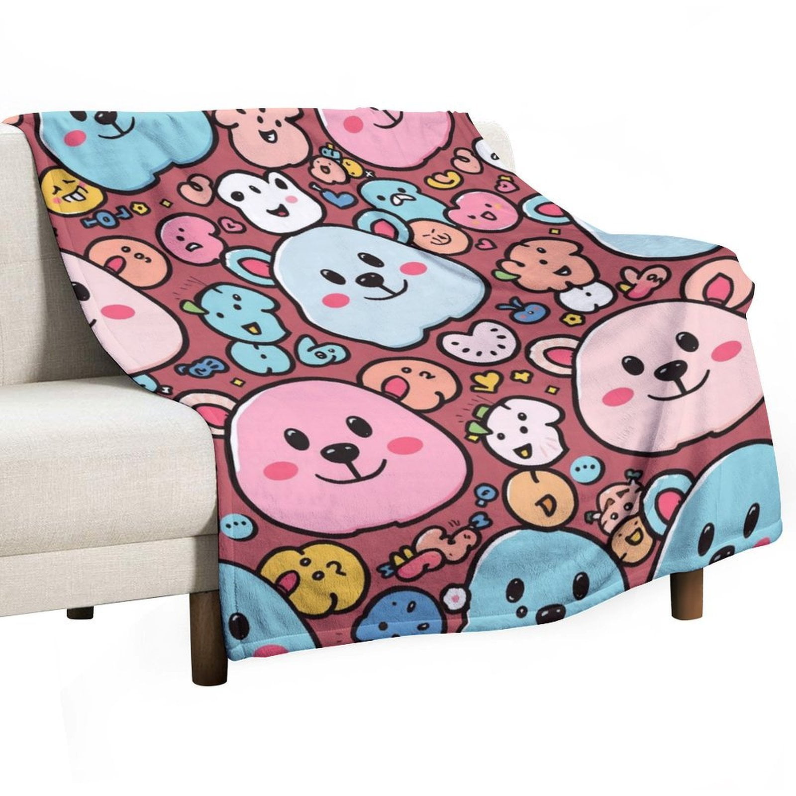 Color Cartoon Pattern Soft Flannel Blanket for Beds Bedroom Sofa Picnic ...