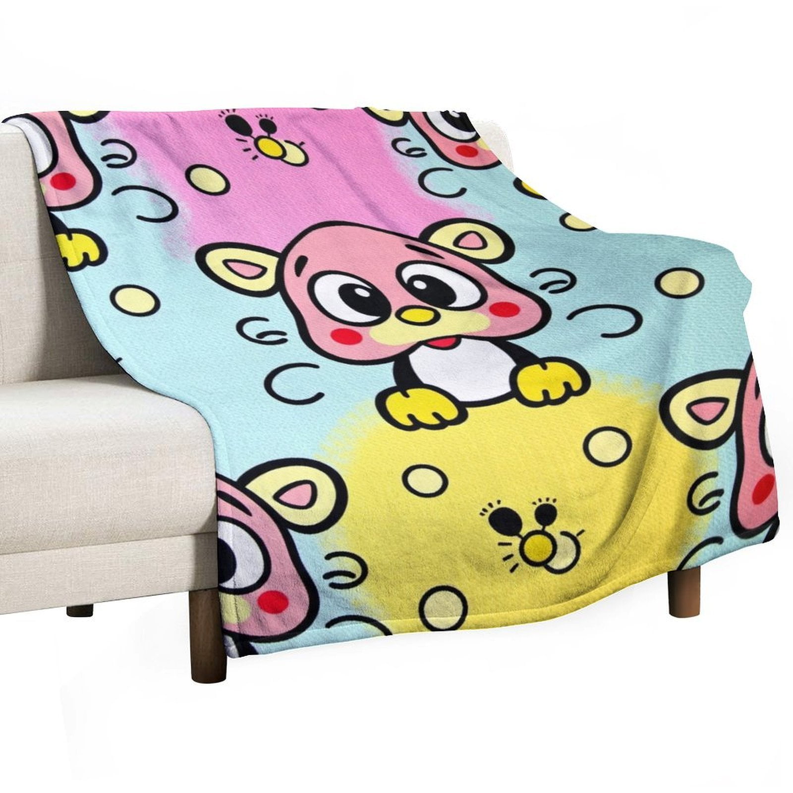 Color Cartoon Pattern Throw Blanket Warm Plush Blankets for Adults Teen ...