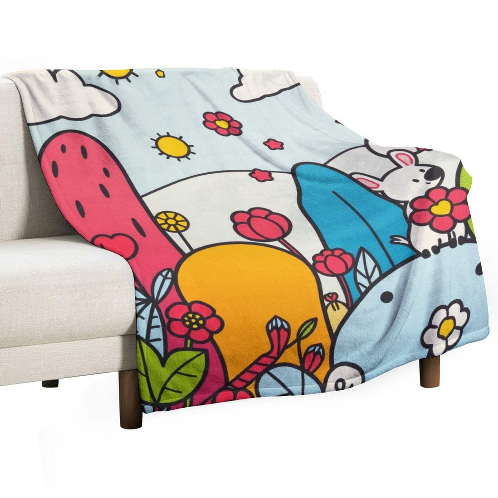 Color Cartoon Pattern Throw Blanket for Sofa Luxury Home Interior ...
