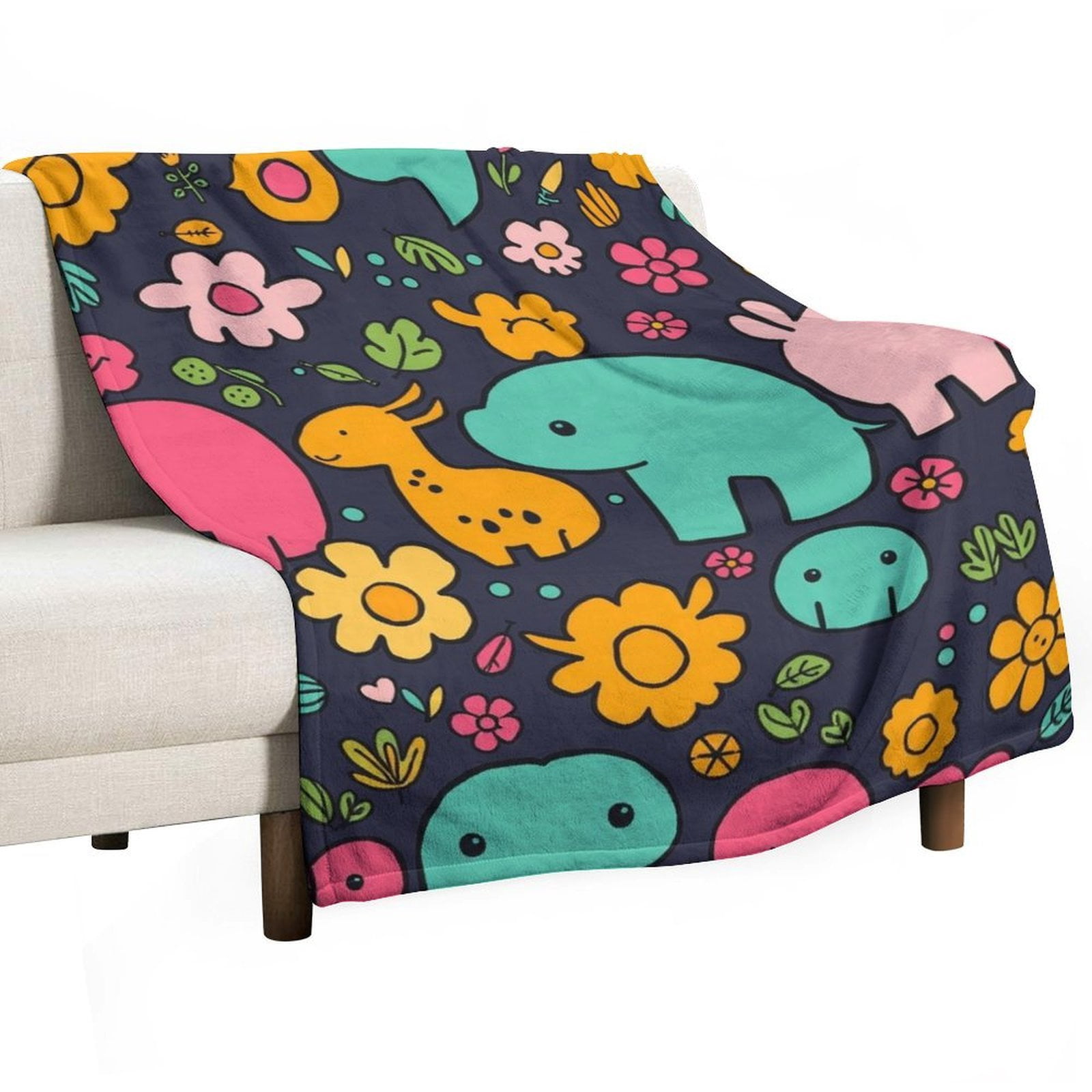 Color Cartoon Pattern Throw Blanket for Sofa Luxury Home Interior ...