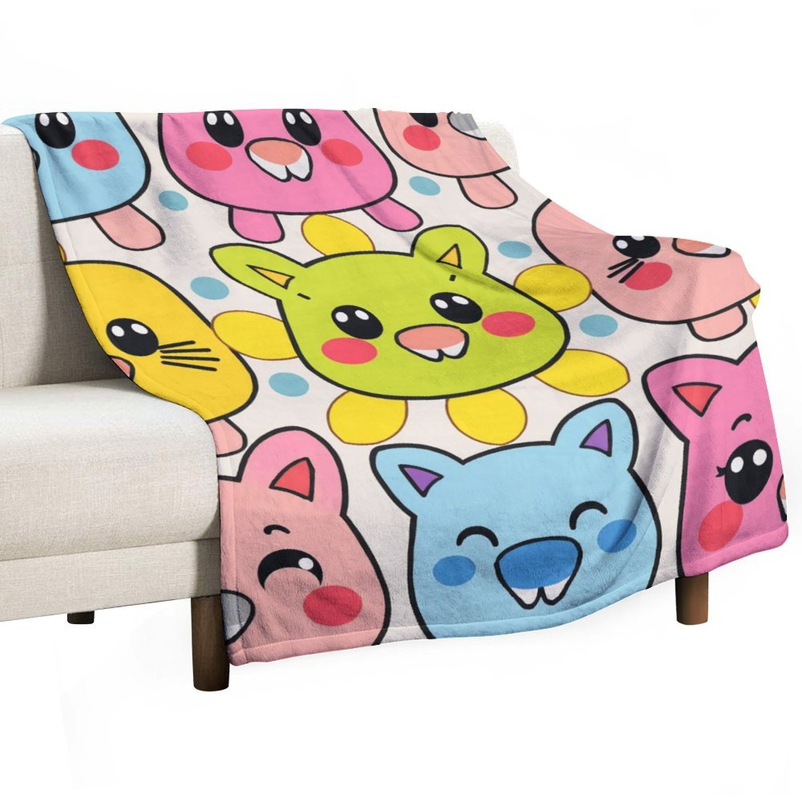 Color Cartoon Pattern Throw Blanket for Sofa Luxury Home Interior ...