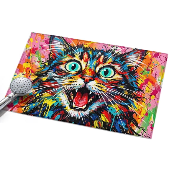 Color Cat Washable Area Rug 2 x 3 ft Graffiti Animal Modern Art Pink ...
