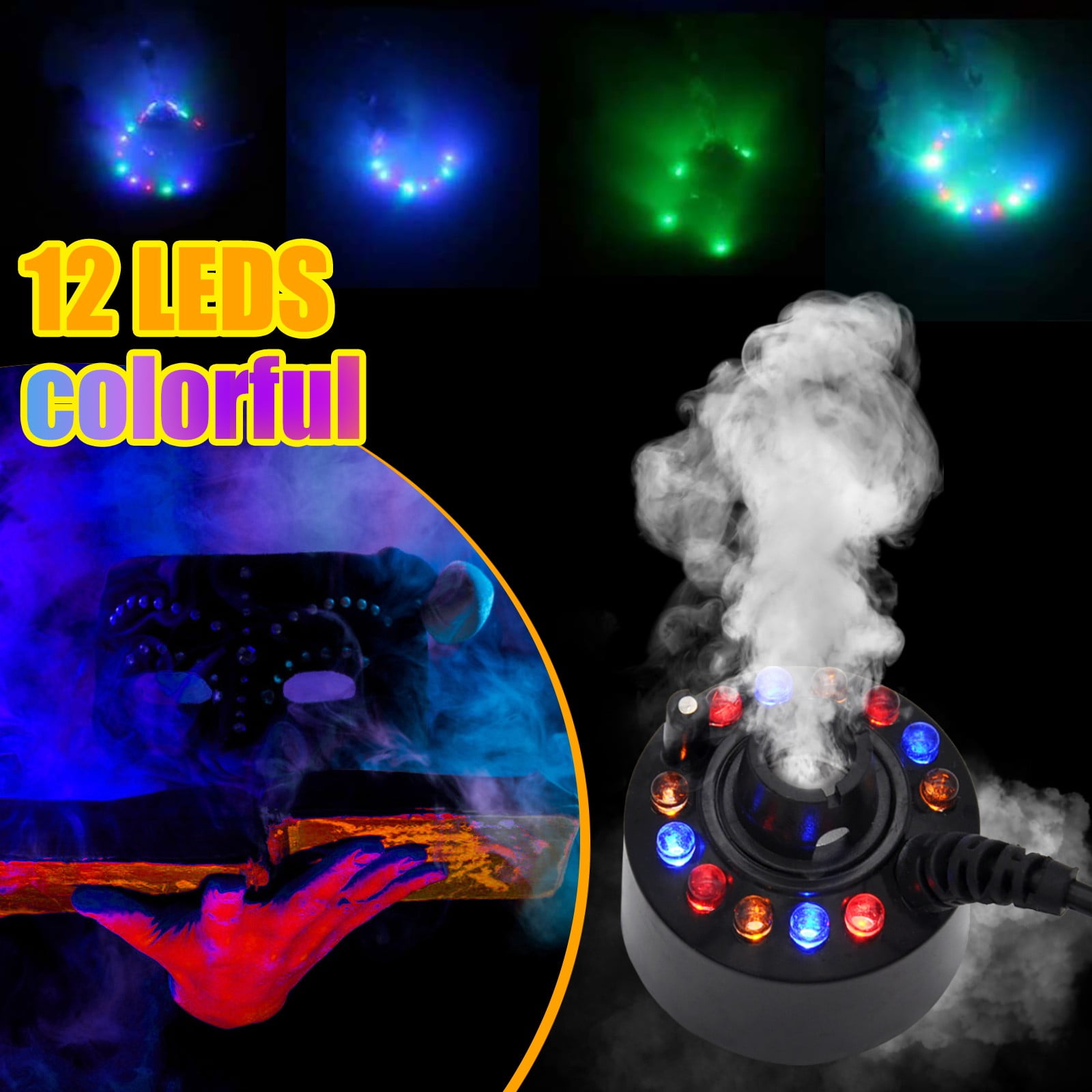 Color Changing 12 LED Mister Fogger Water Fountain Mini Mist Maker Pond ...