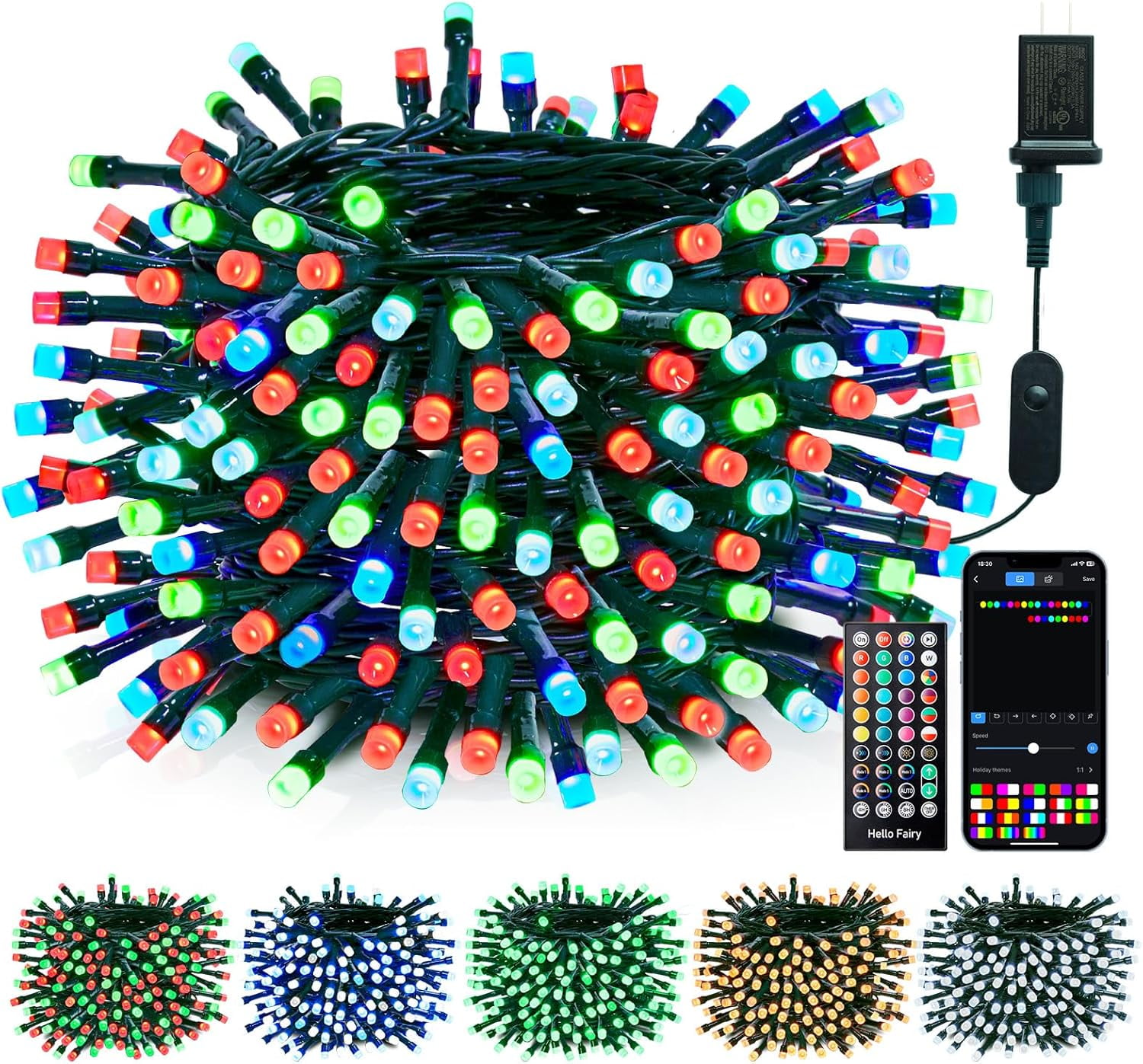 Color Changing Christmas Lights Outdoor, 66Ft 200 LED Smart RGB String ...