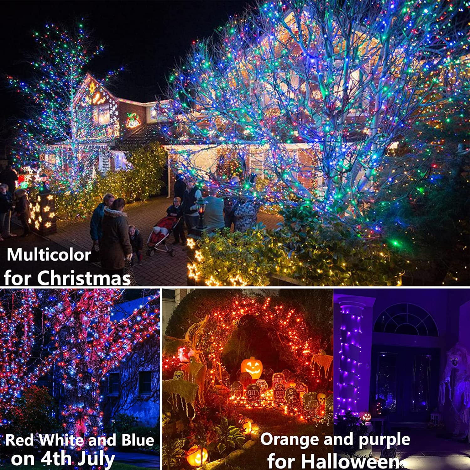 Color Changing Christmas String Lights, 164FT 500 LED RGB LED String ...