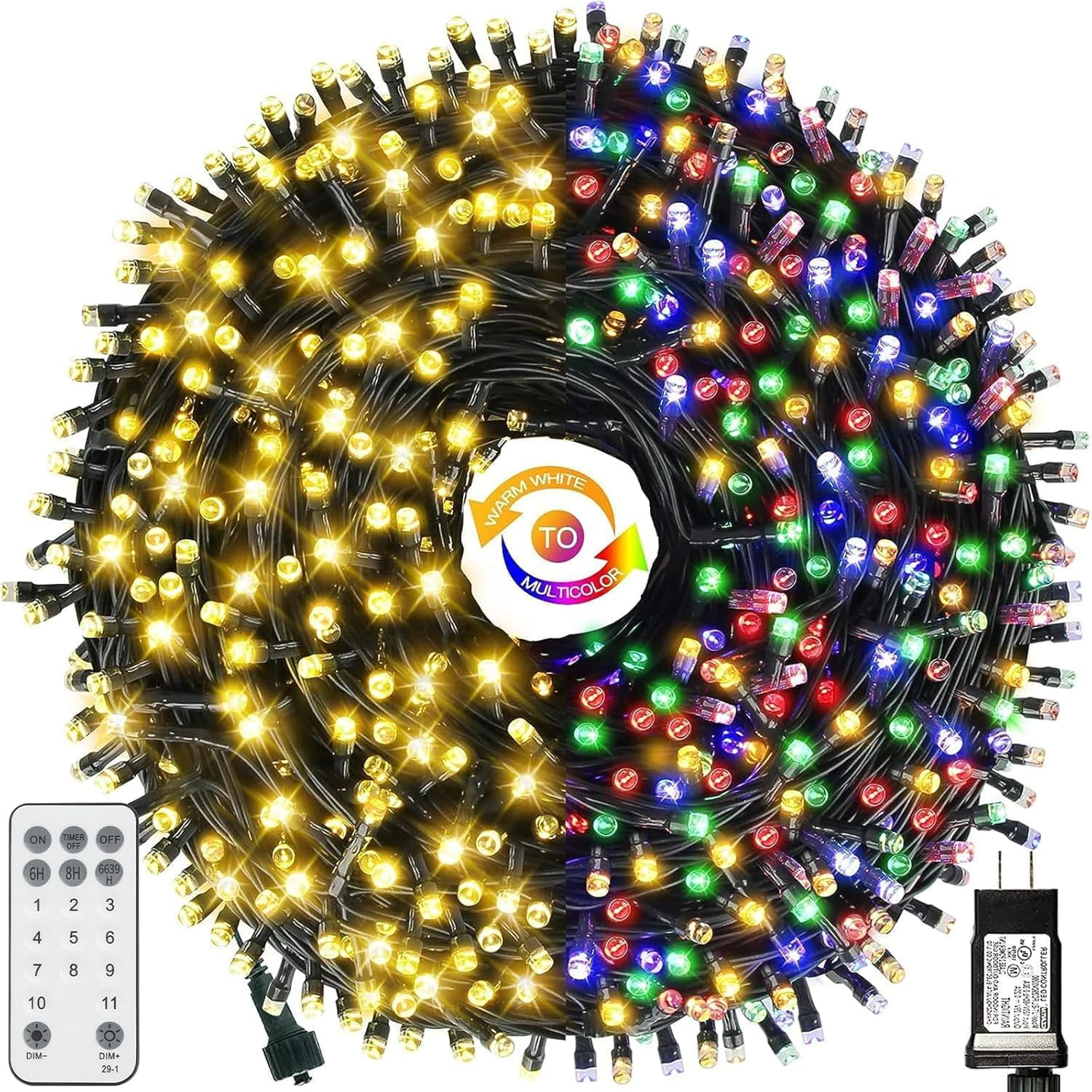 Color Changing Christmas String Lights Outdoor Indoor, 108FT 300 LED ...
