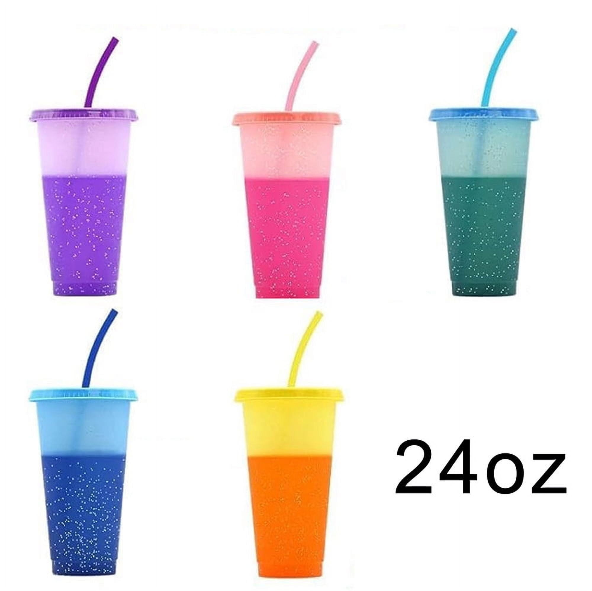 Color Changing Cold Drink Cups: 24oz Blank Cold Cups - 5 Reusable Cups ...