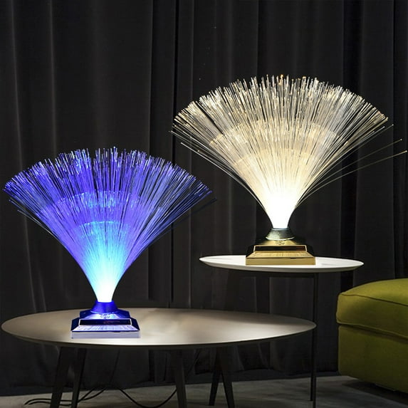 Color Changing Crystal Base – 13” LED Fiber Optic Lamp - USB/Battery ...