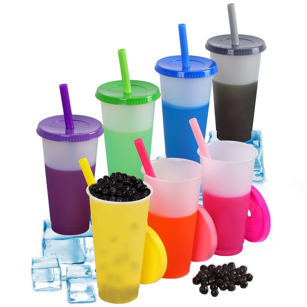 Color Changing Cups 7 Pack - 32 oz Reusable Cups, Lids and Straws BPA ...