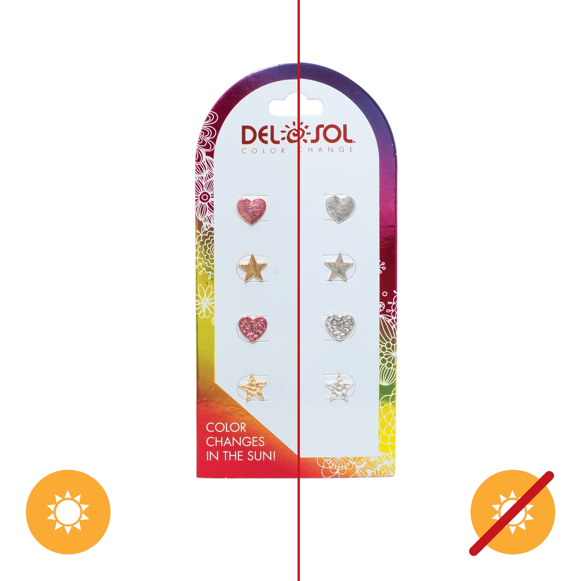 Color-Changing Earrings - Hearts and Stars by Delsol for Women - 4 ...