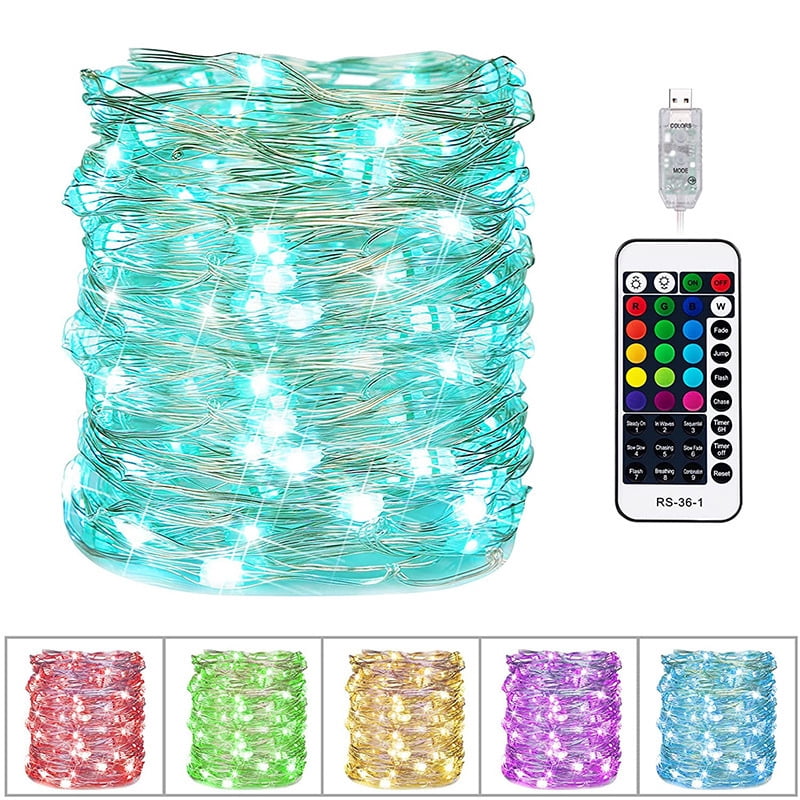 Color Changing Fairy String Lights - 33ft 100 LED USB Colorful String ...