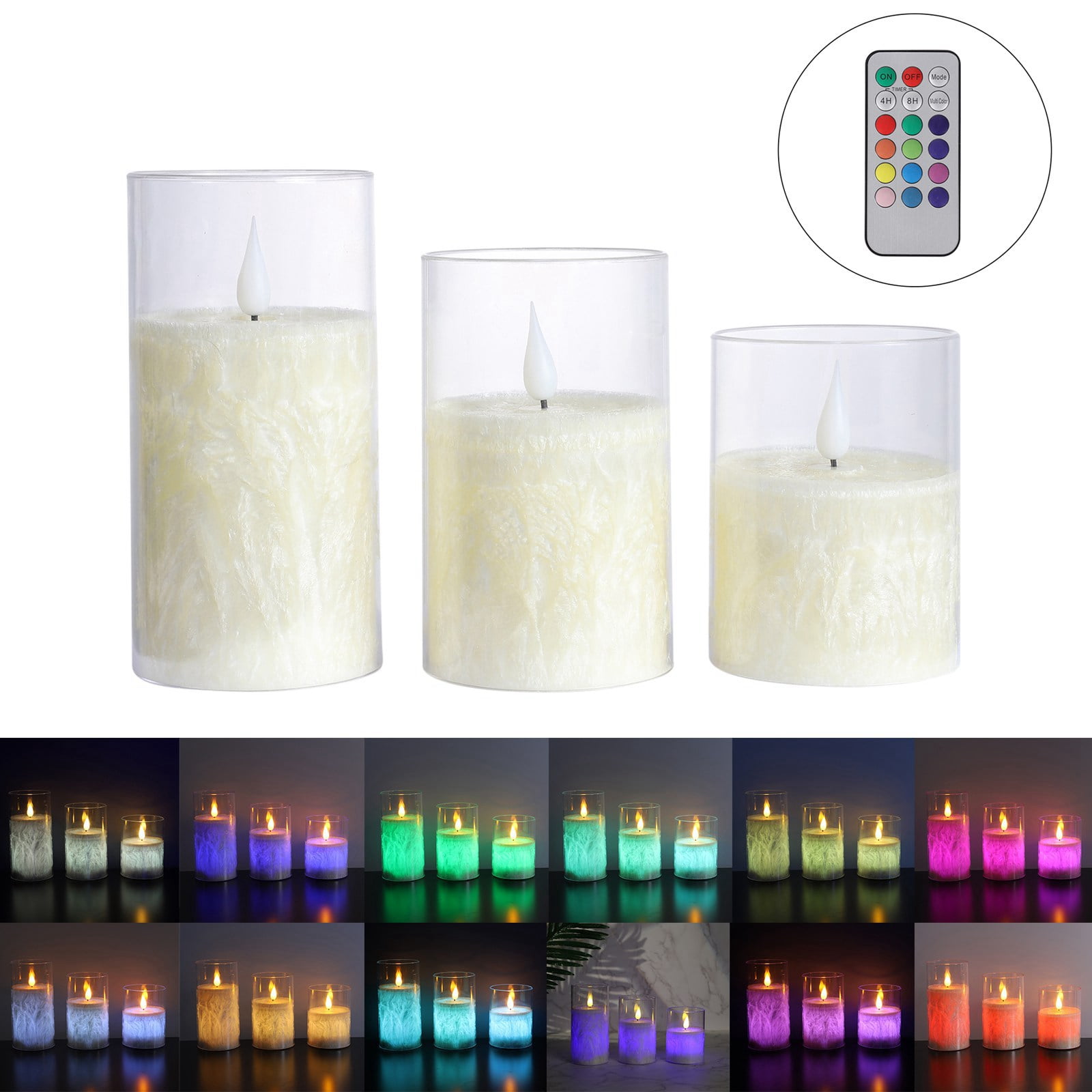 Color Changing Flameless Candles, Battery Operated LED Pillar Candles ...