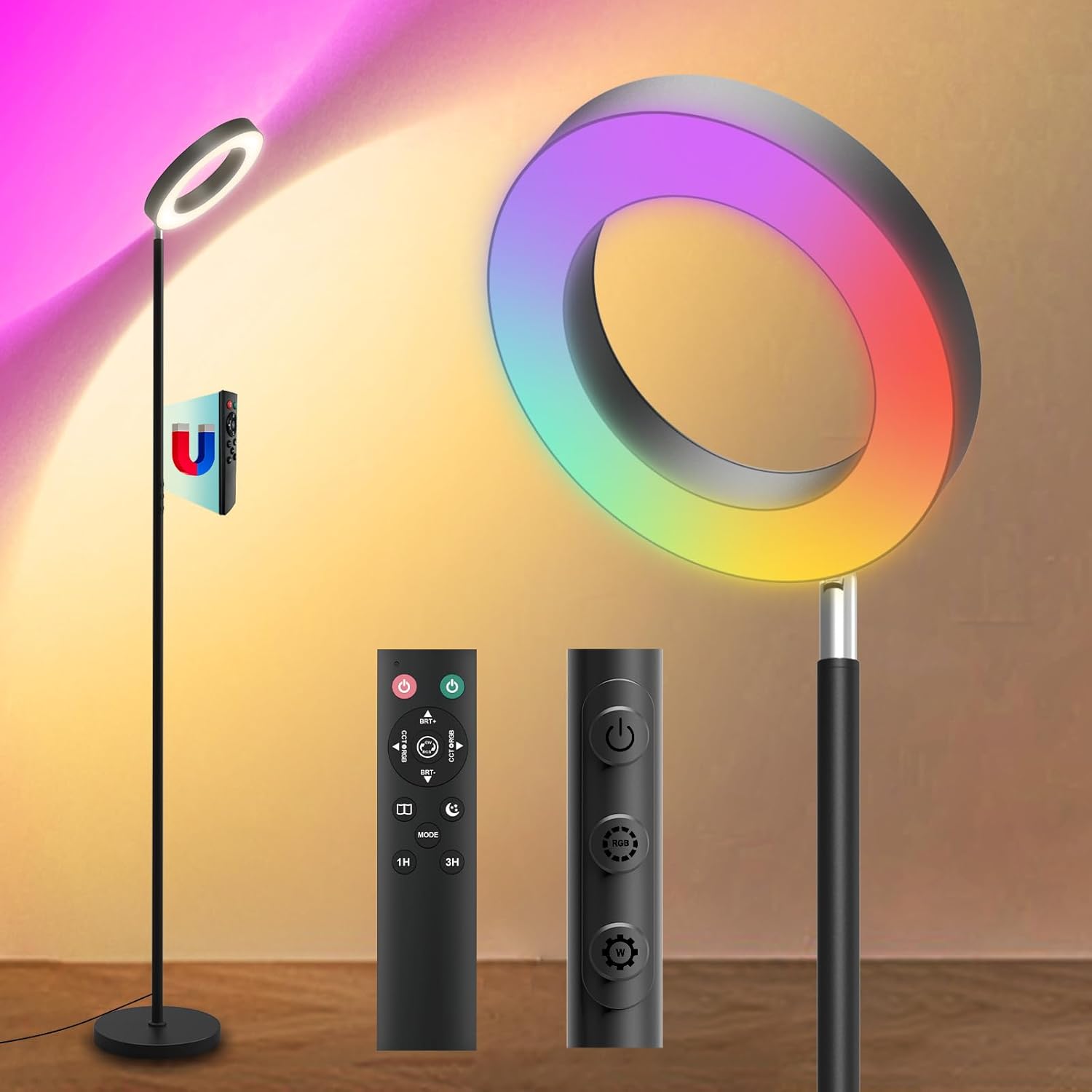 Color Changing Floor Lamps Bright Standing Lamp with Remote Control ...