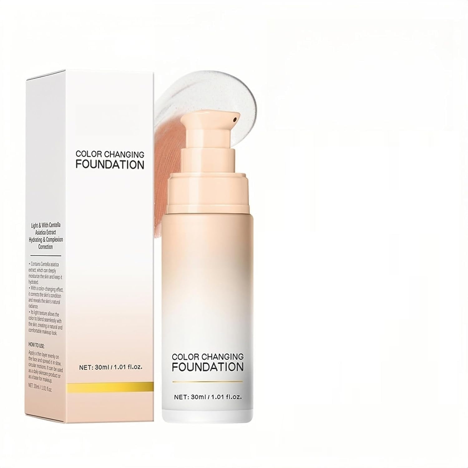 Color Changing Foundation 4 Colors Lightweight Non-Greasy Hydrating ...