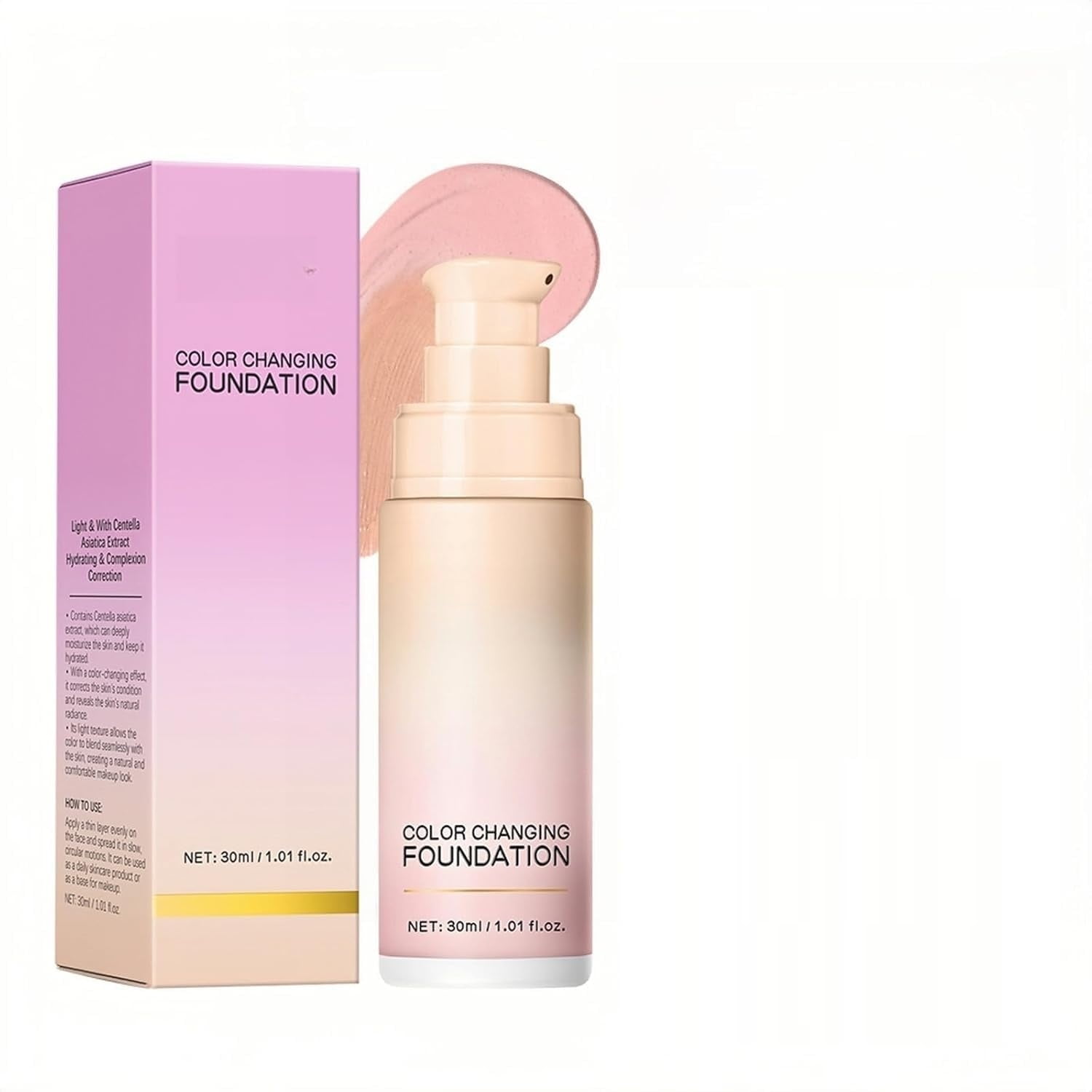 Color Changing Foundation 4 Colors Lightweight Non-Greasy Hydrating ...