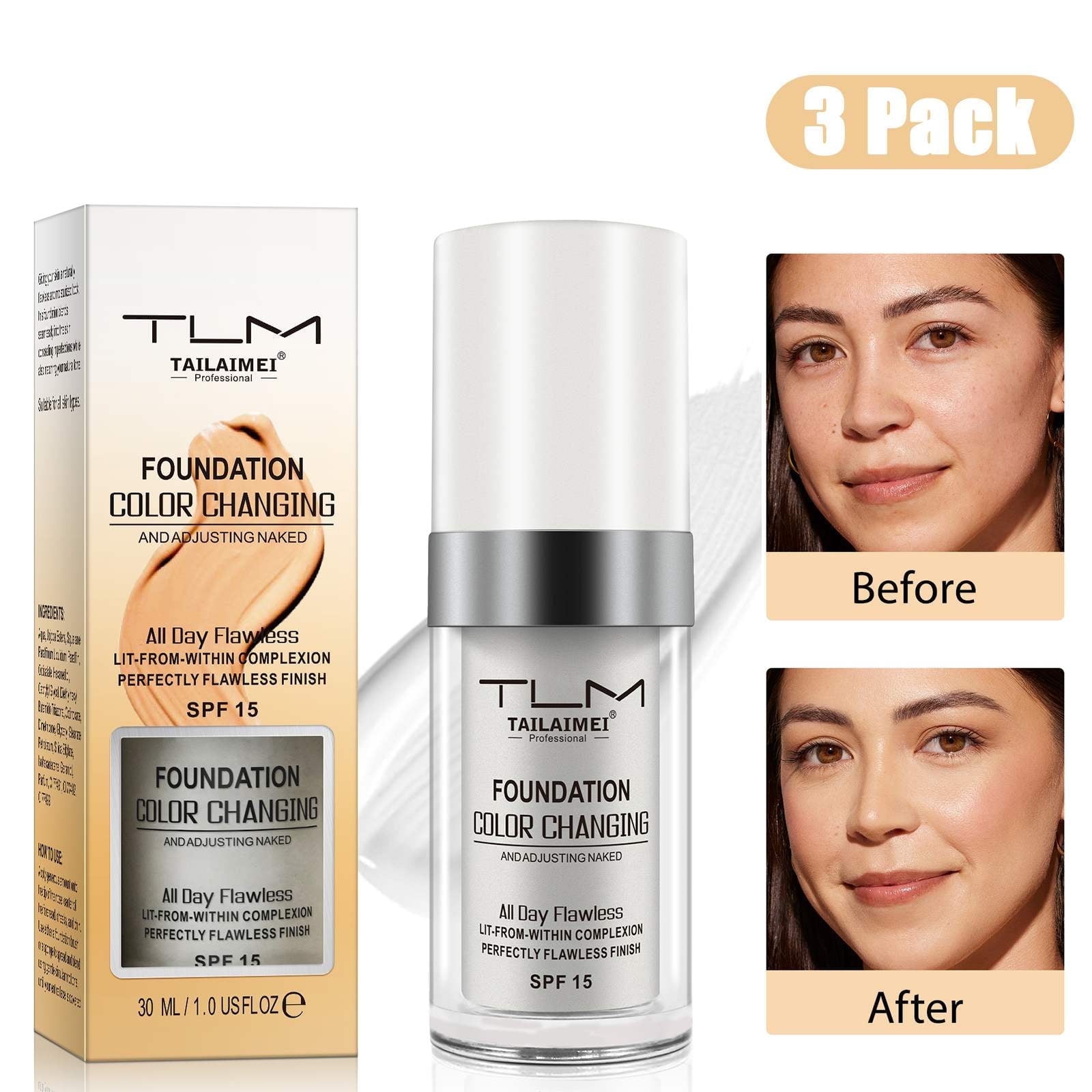 TLM Full Face Makeup - Age Defying Color Changing Liquid Foundation ...