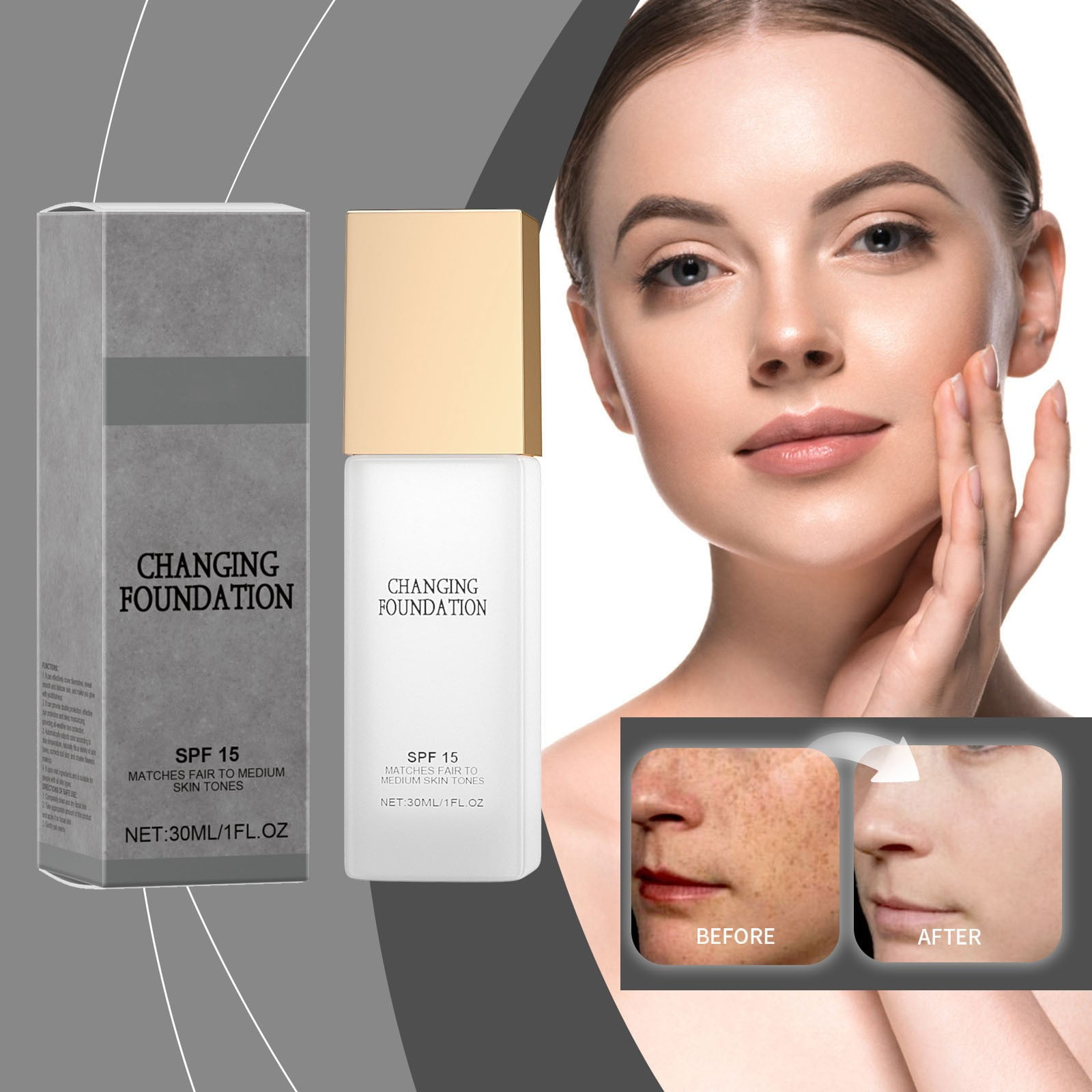 Color Changing Foundation SPF 15 Concealer Cover Cream Foundation Color ...