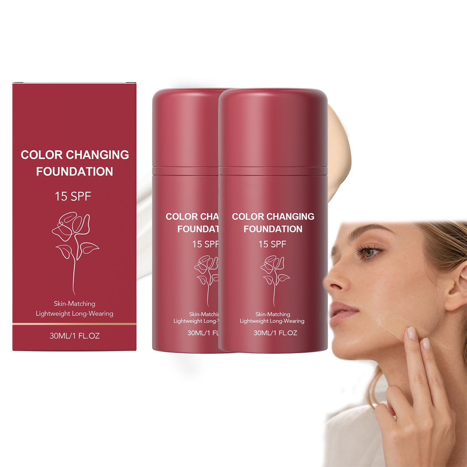 Color Changing Foundation for Women, Skin Tone Adapting Liquid Makeup 2 ...