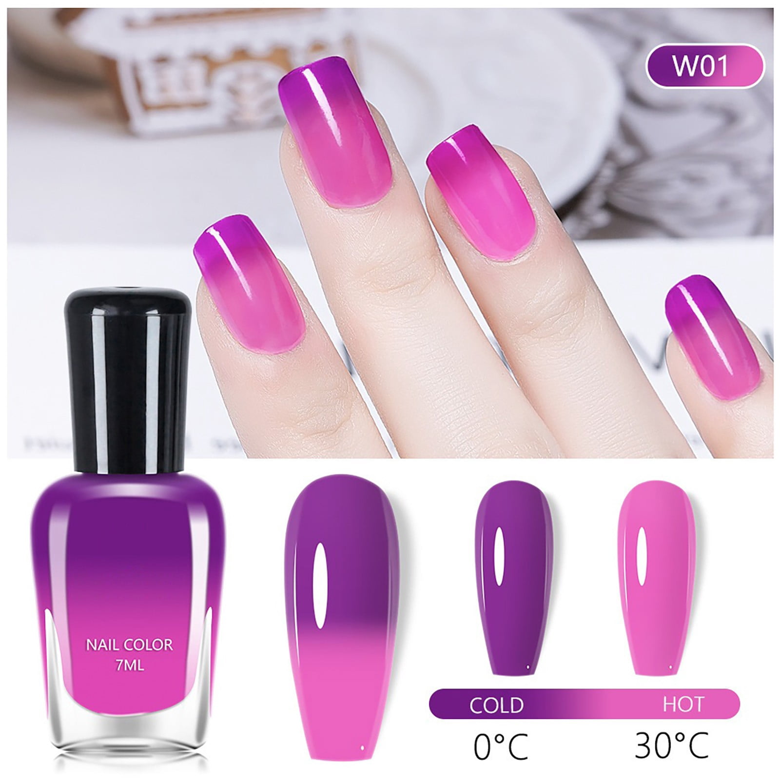 Color Changing Gel Nail Polish, Temperature Change Colors Thermal Ombre ...