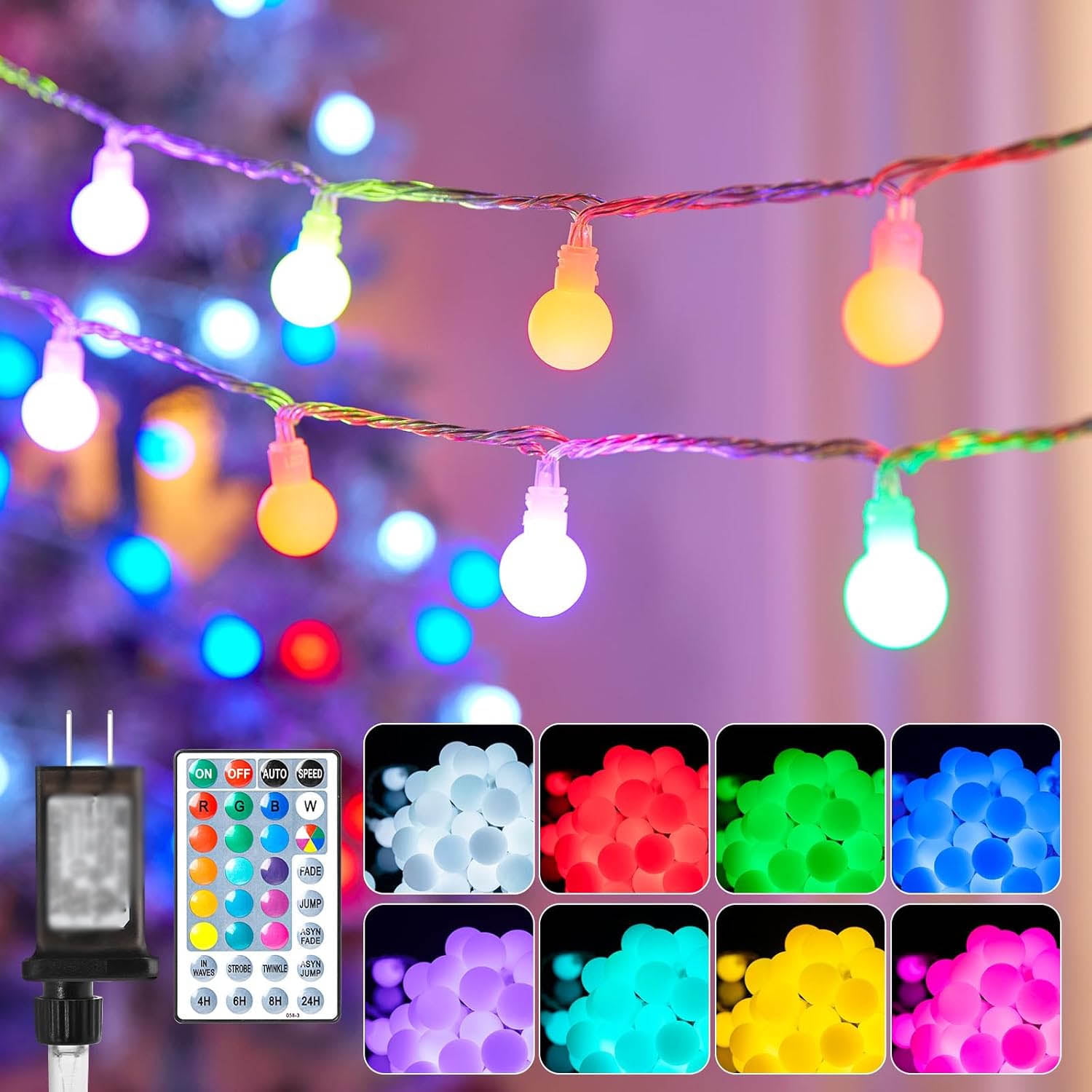 Color Changing Globe String Lights, 33Feet 100 LEDs USB Ball Fairy ...