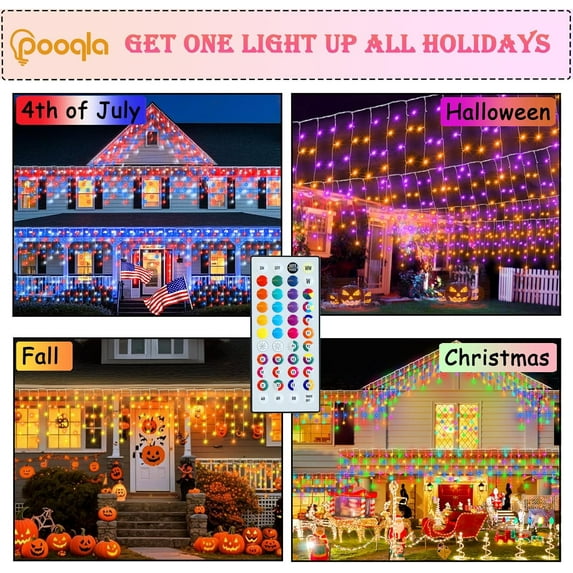 Color Changing Icicle Lights with Remote, 35 Colors Christmas Icicle ...