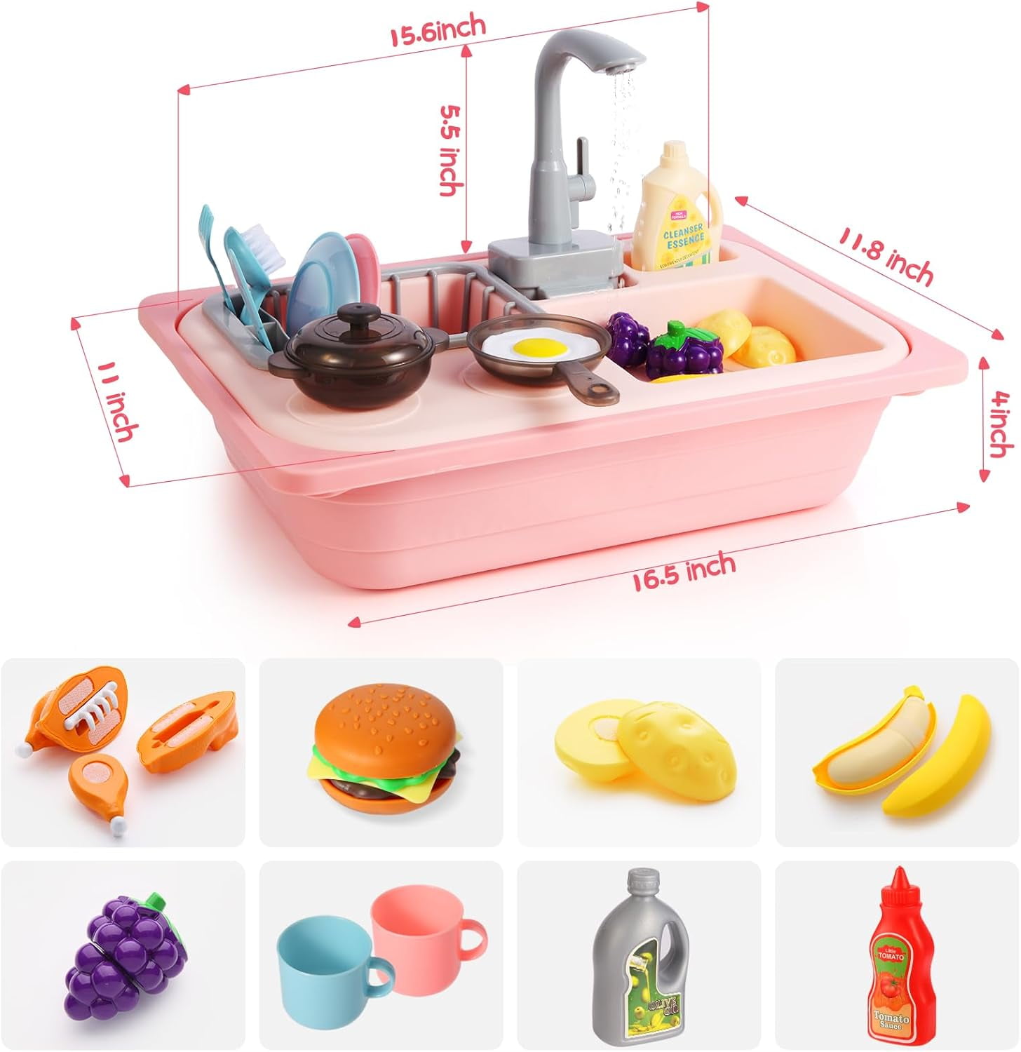 Color Changing Kitchen Sink Toy Set with Automatic Water Cycle, Toddler ...
