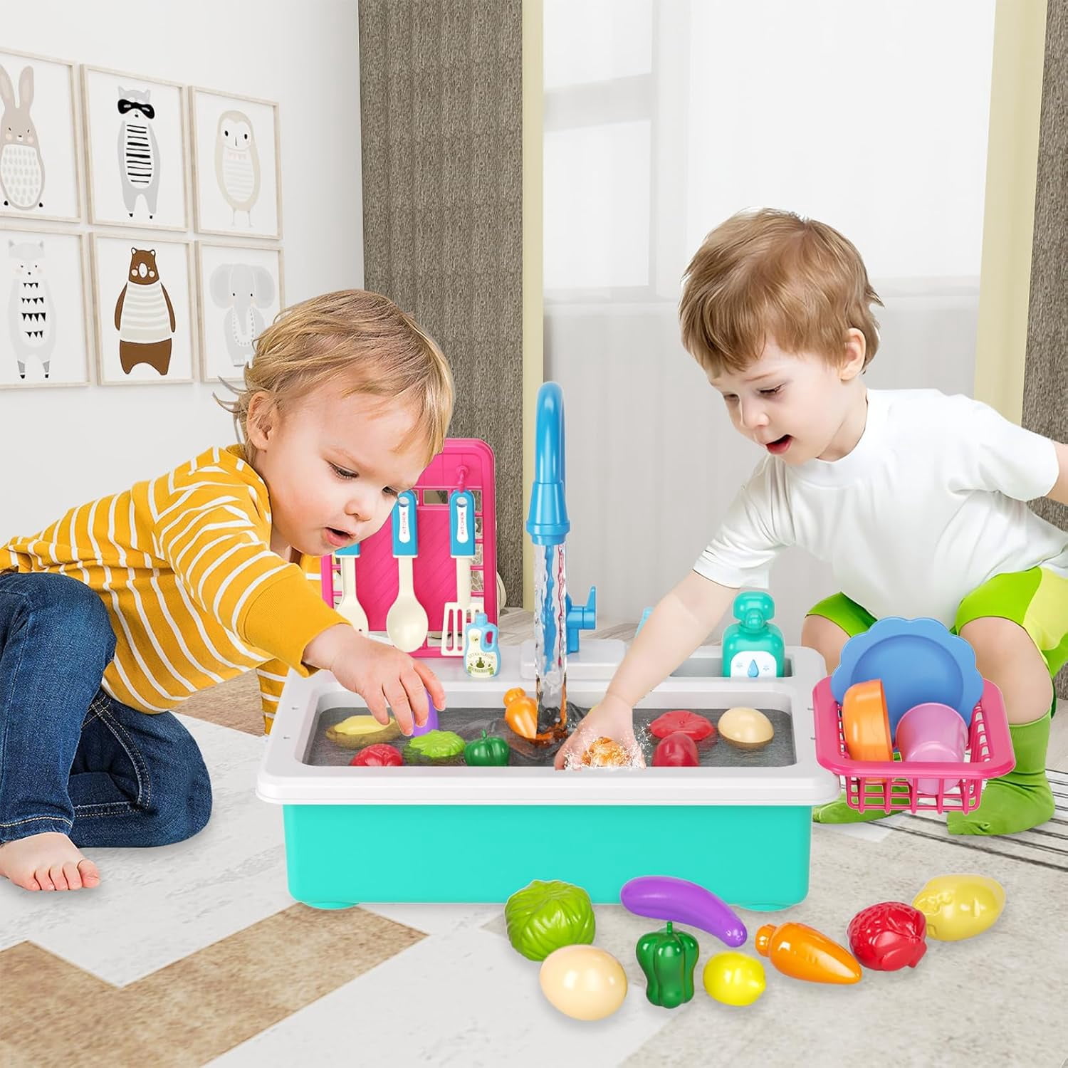 Color Changing Kitchen Sink Toy with Running Water for Kids 3-5 ...