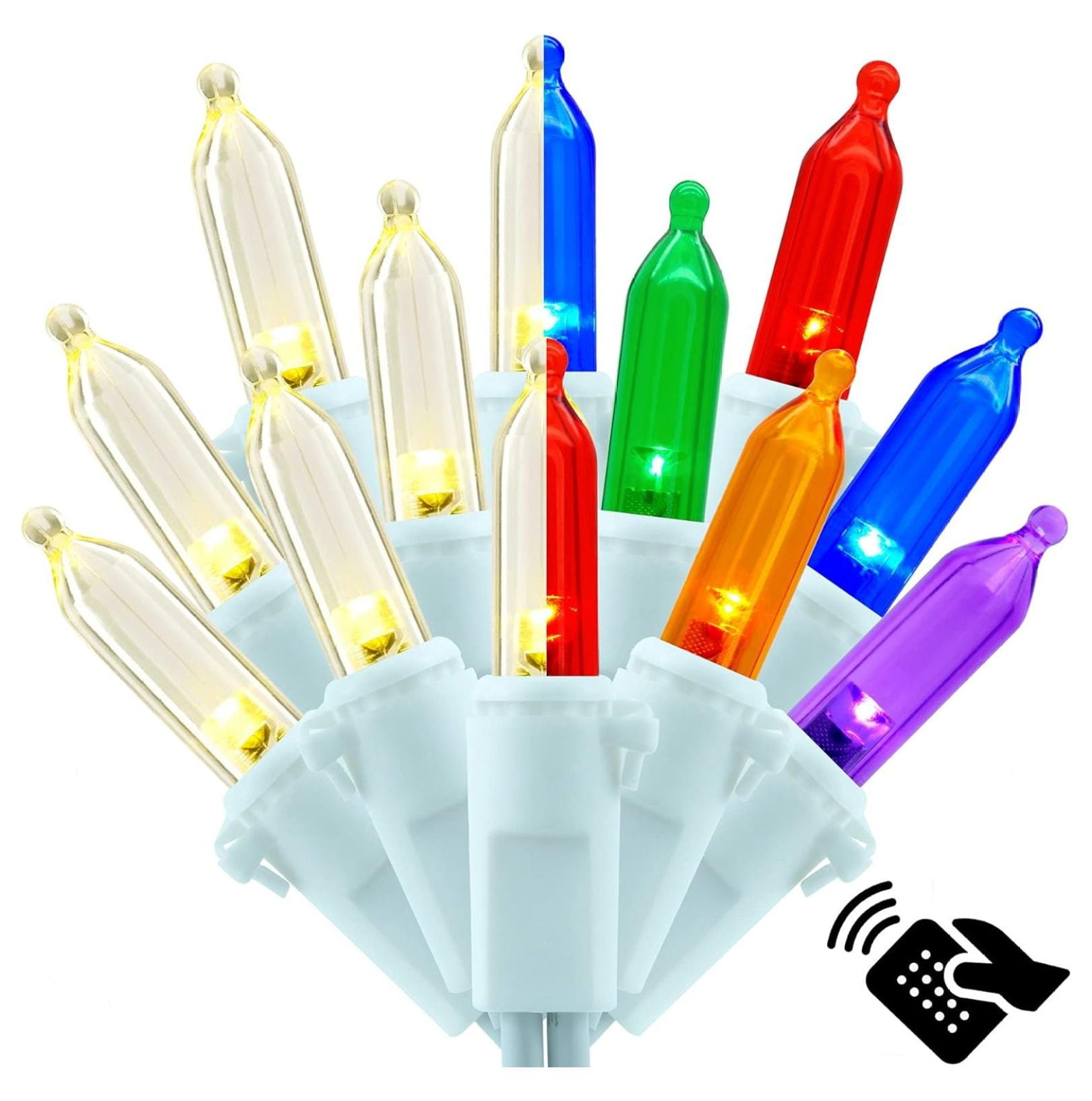 Color Changing LED Christmas Lights with Control, 66 Ft White Wire 200 ...