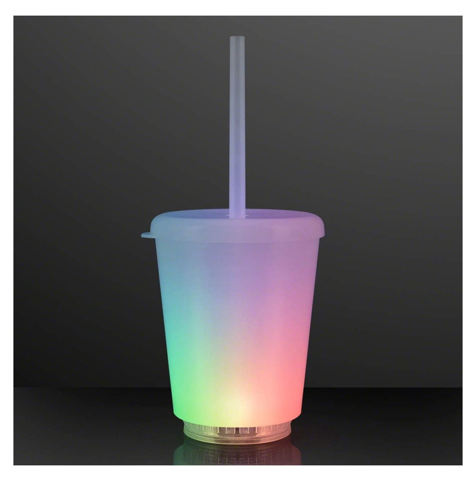 Color Changing LED Light Up Short Cup with Lid & Straw (Set of 4 ...
