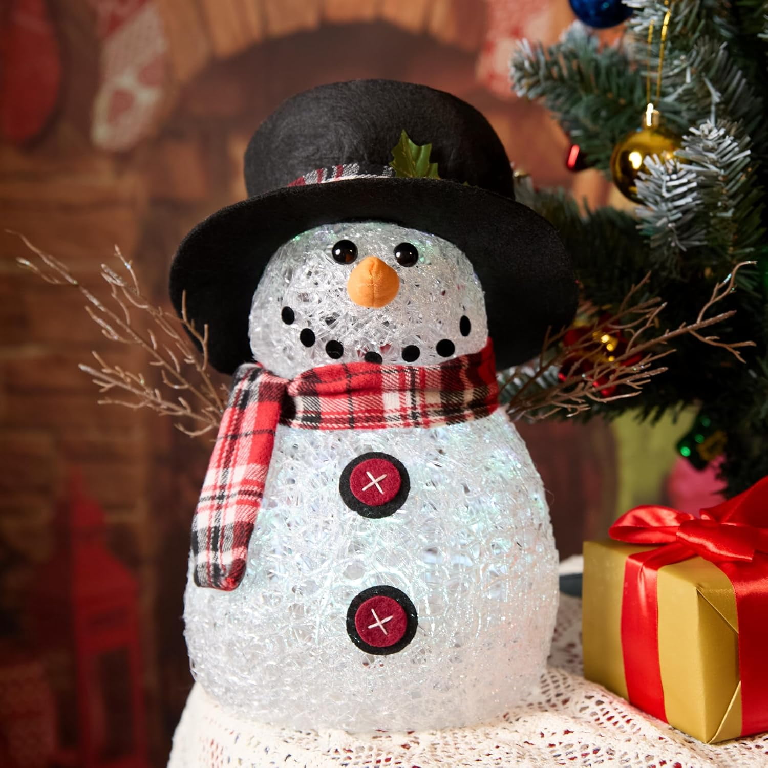 Color Changing LED Snowman,13.7Inch Acrylic Snowman Figure,7 LED ...