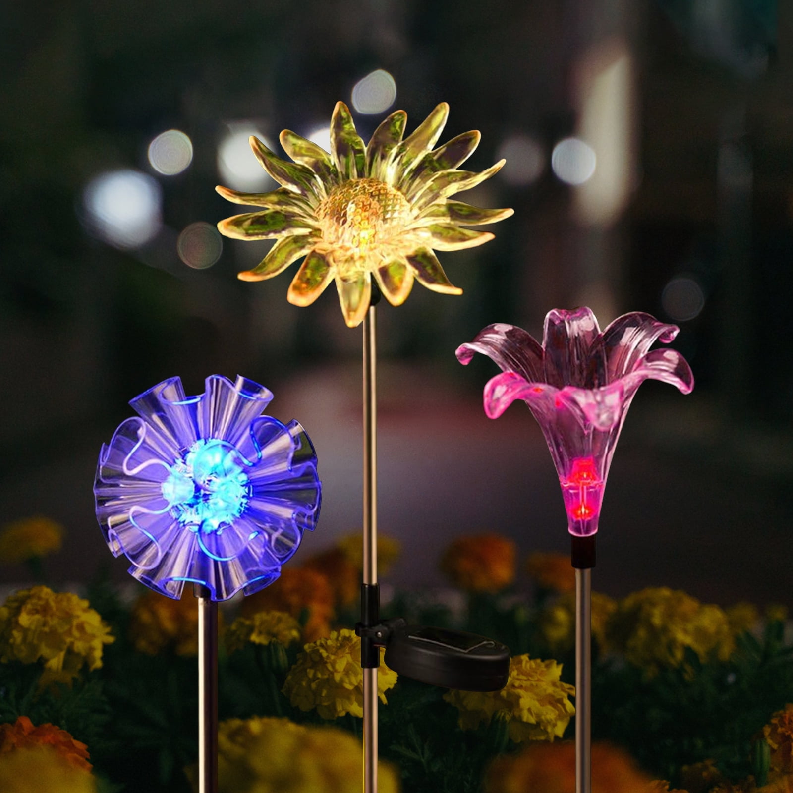 Color Changing LED Solar Stake Light, Outdoor Solar Garden Lights ...