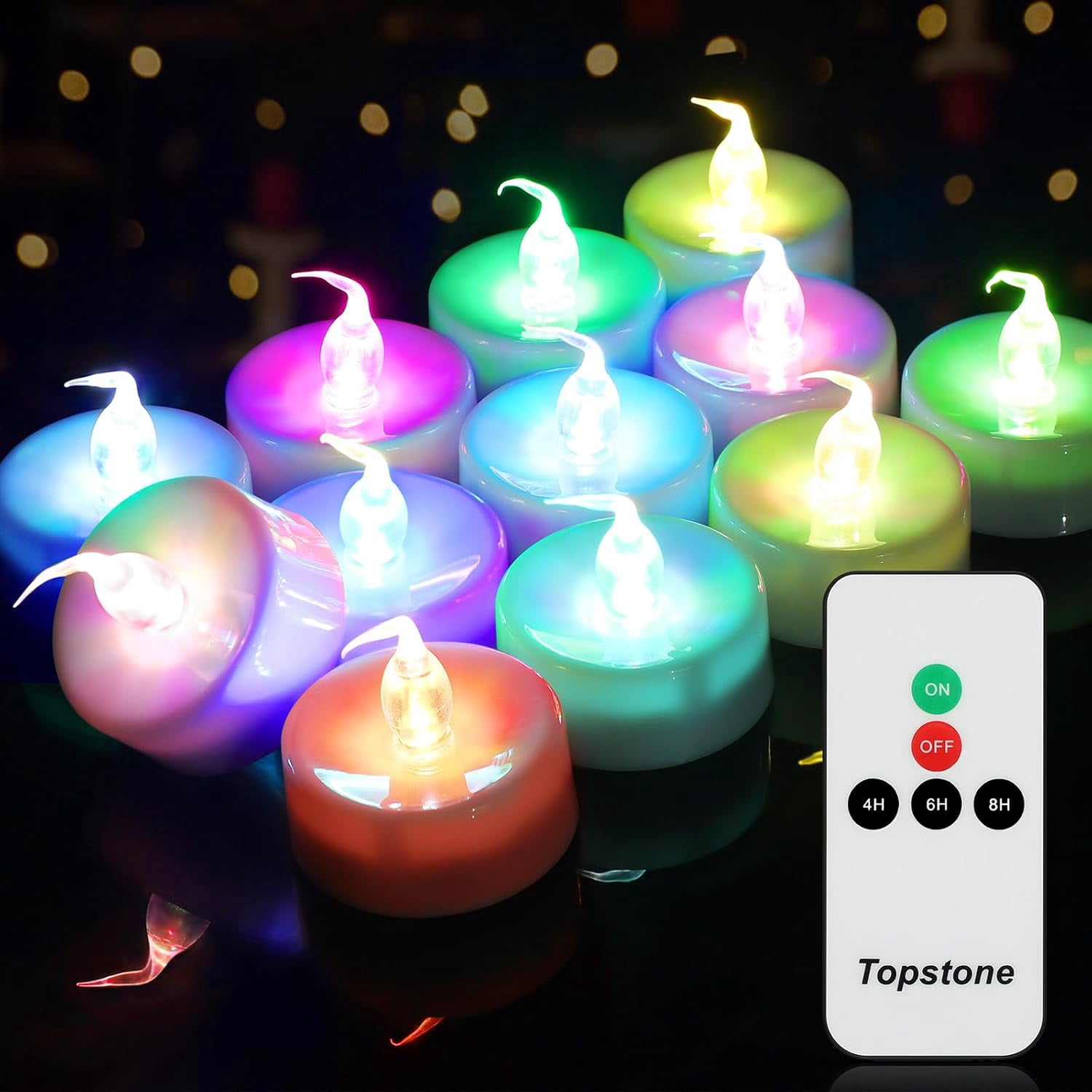 Color Changing Led Tealight Candles with Remote Control and Timer ...