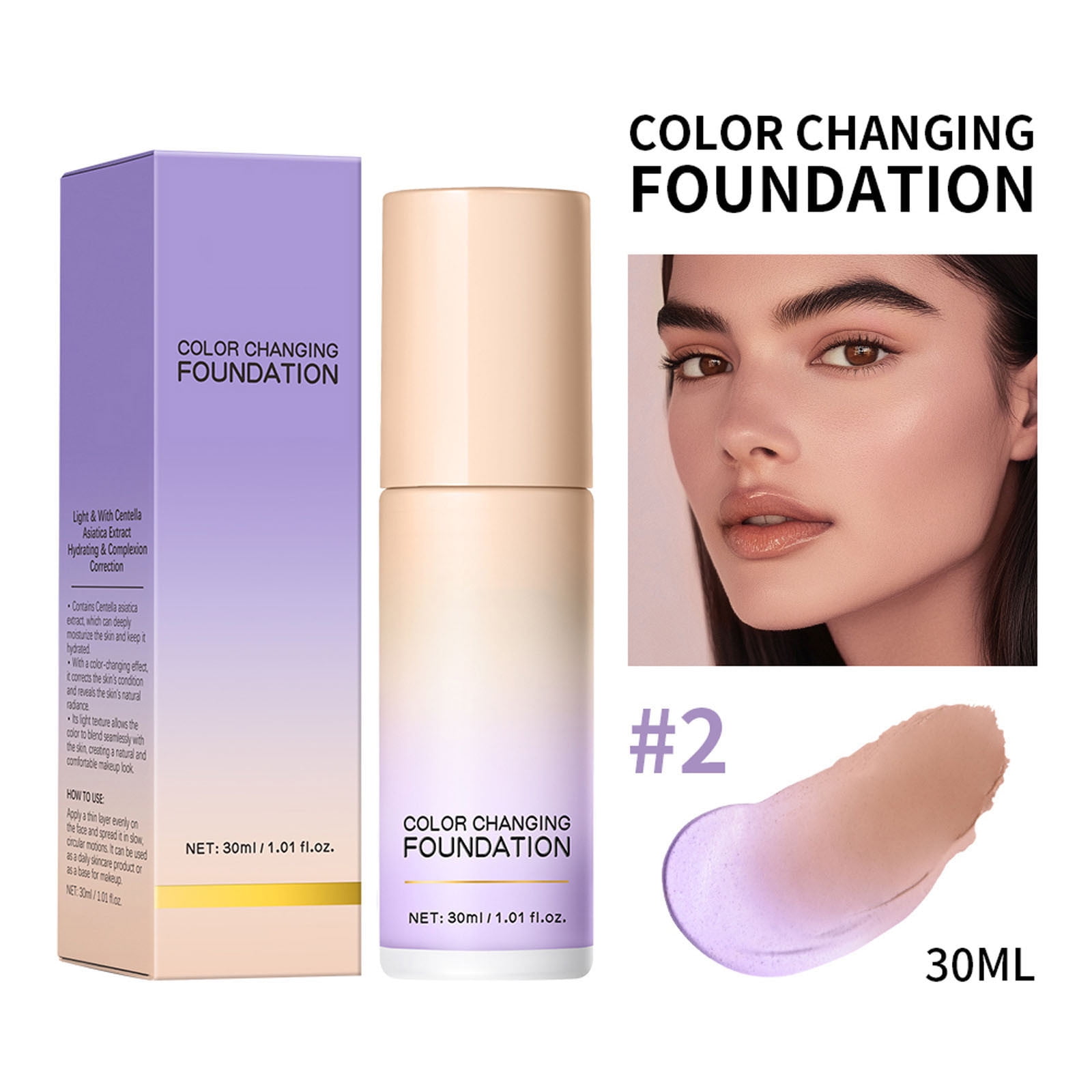 Color-Changing Liquid Foundation, 4 in 1 Longwearing & Waterproof ...